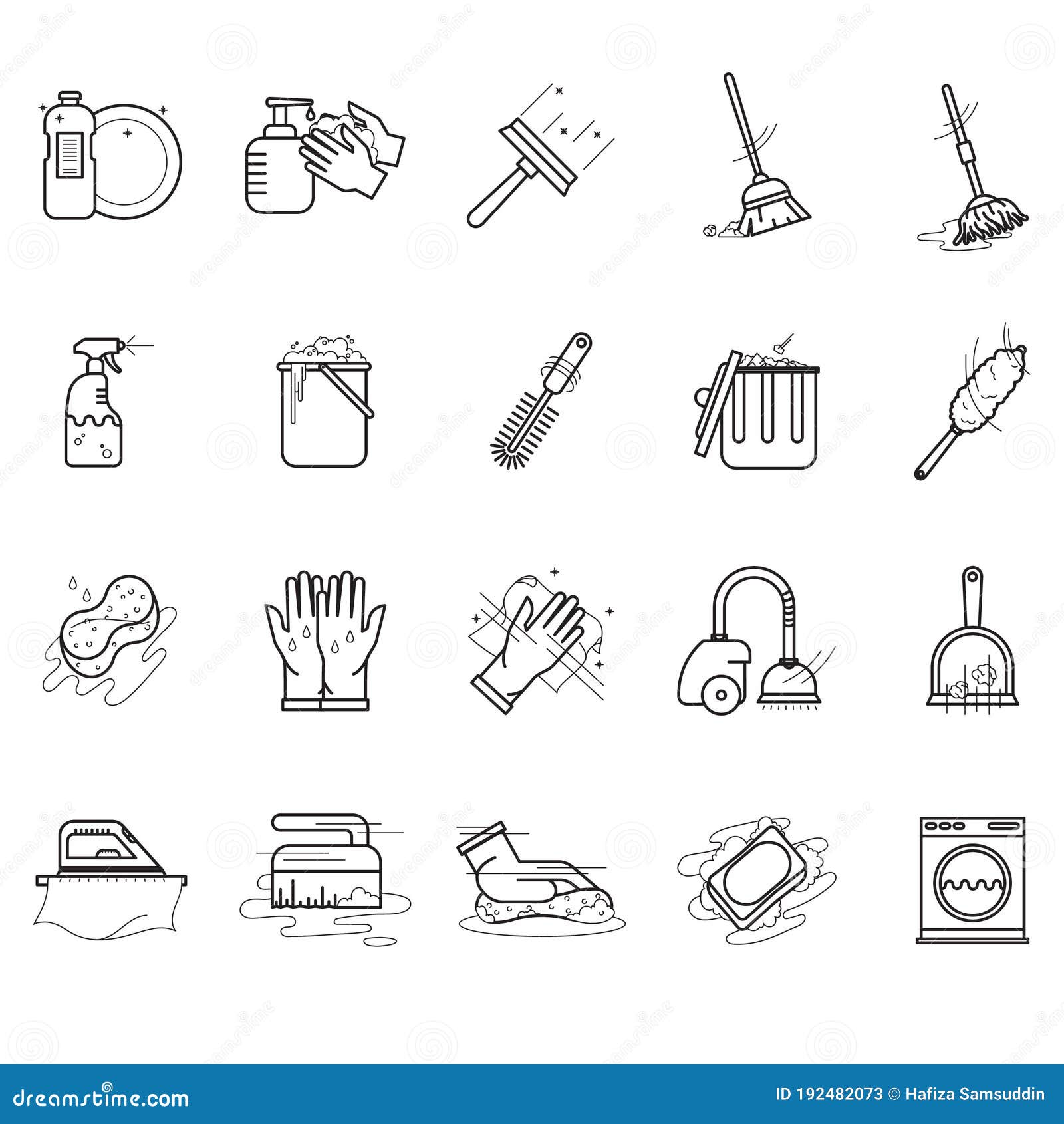 Collection of Cleaning Tools. Stock Vector - Illustration of towel ...