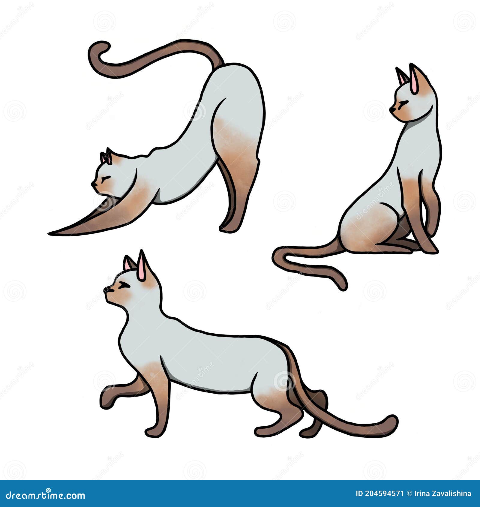 Collection of Clip Art Cats. Set of Illustrations of Cats Isolation on ...