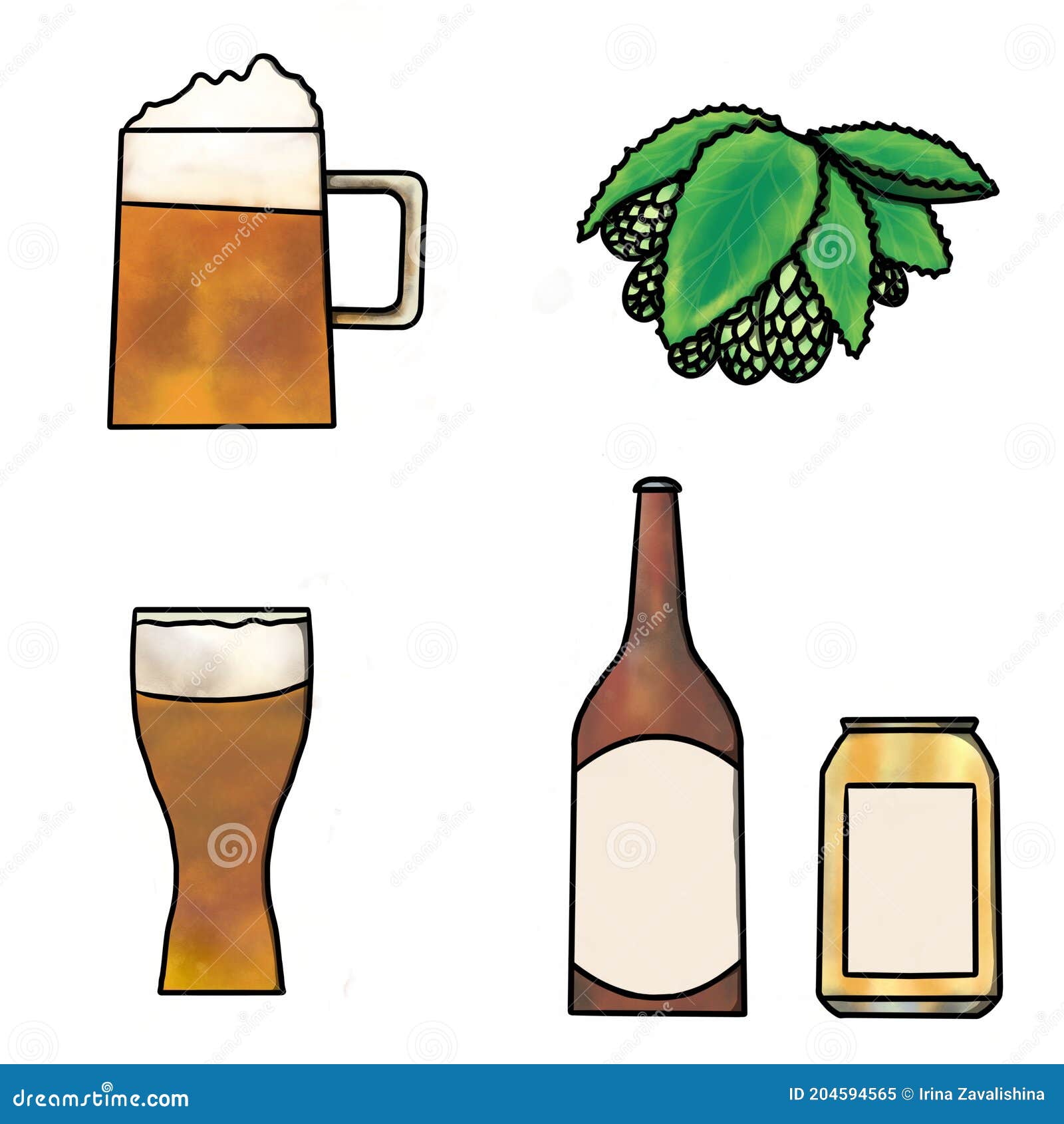 Collection of Clip Art Hops and Beer. Set of Illustrations of Hops and ...