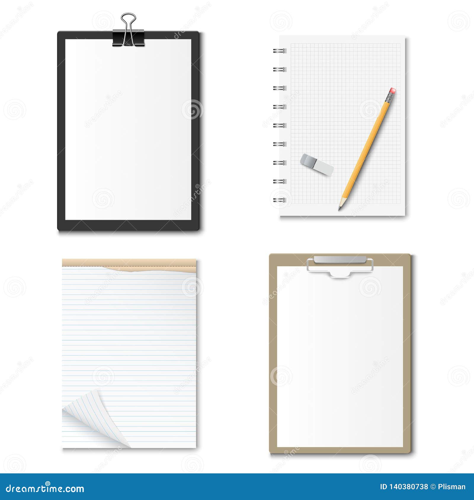 Collection Clipboards with Paper and Notebooks Design Template Stock ...