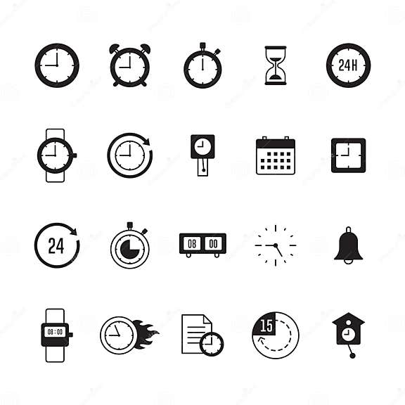 Collection of Clock Icons. Vector Illustration Decorative Design Stock ...