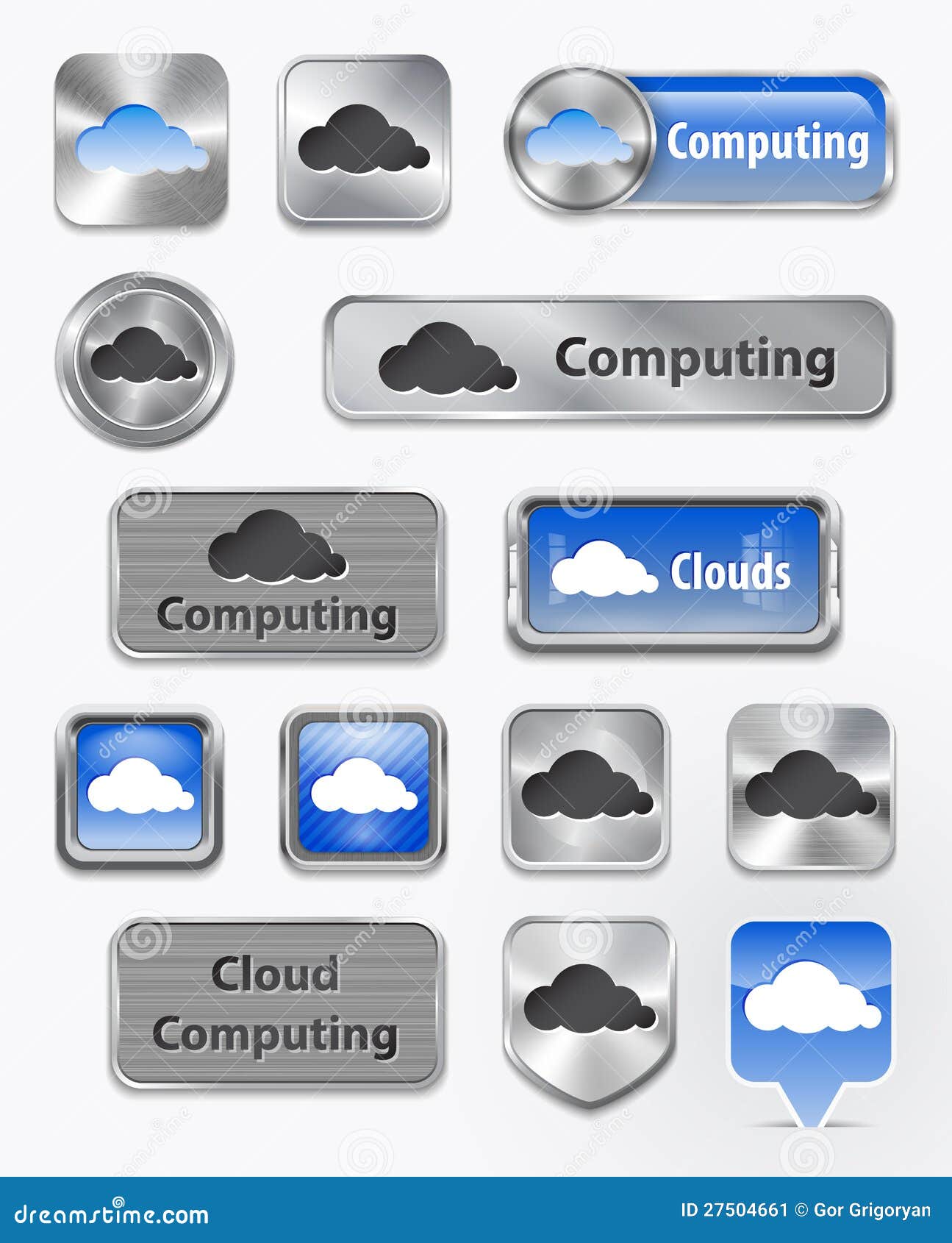 Collection of Cloud Computing and Cloud Elements Stock Vector ...
