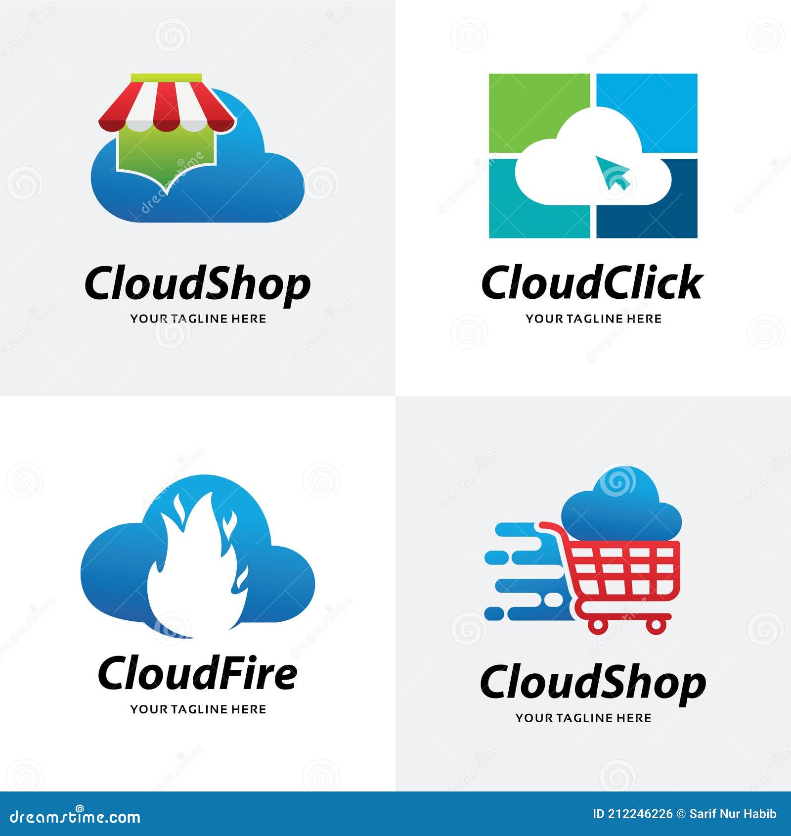 Collection of Cloud Shop Logo Template Design Template Stock Vector ...