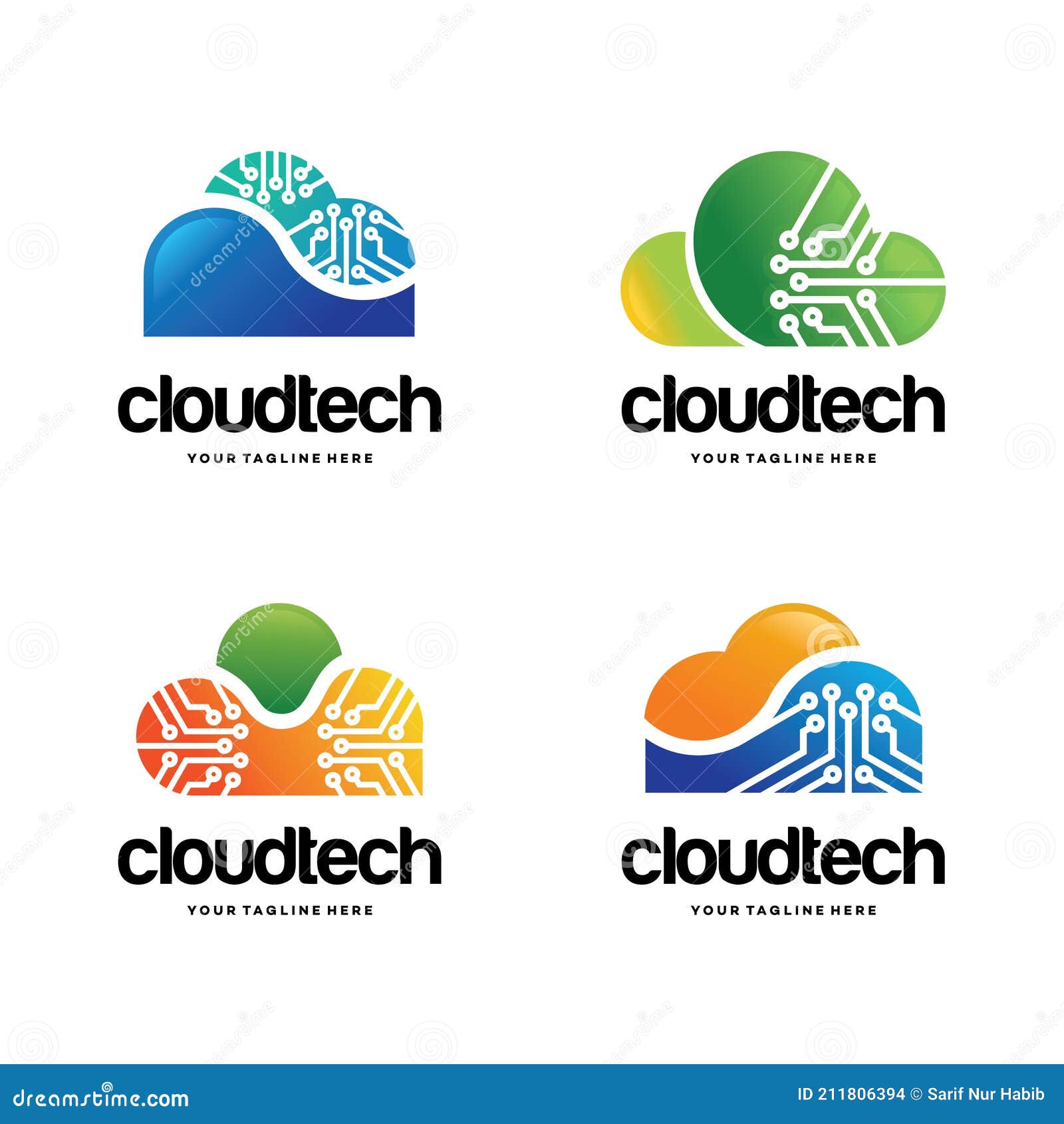 Collection of Cloud Tech Logo Design Template Stock Vector ...