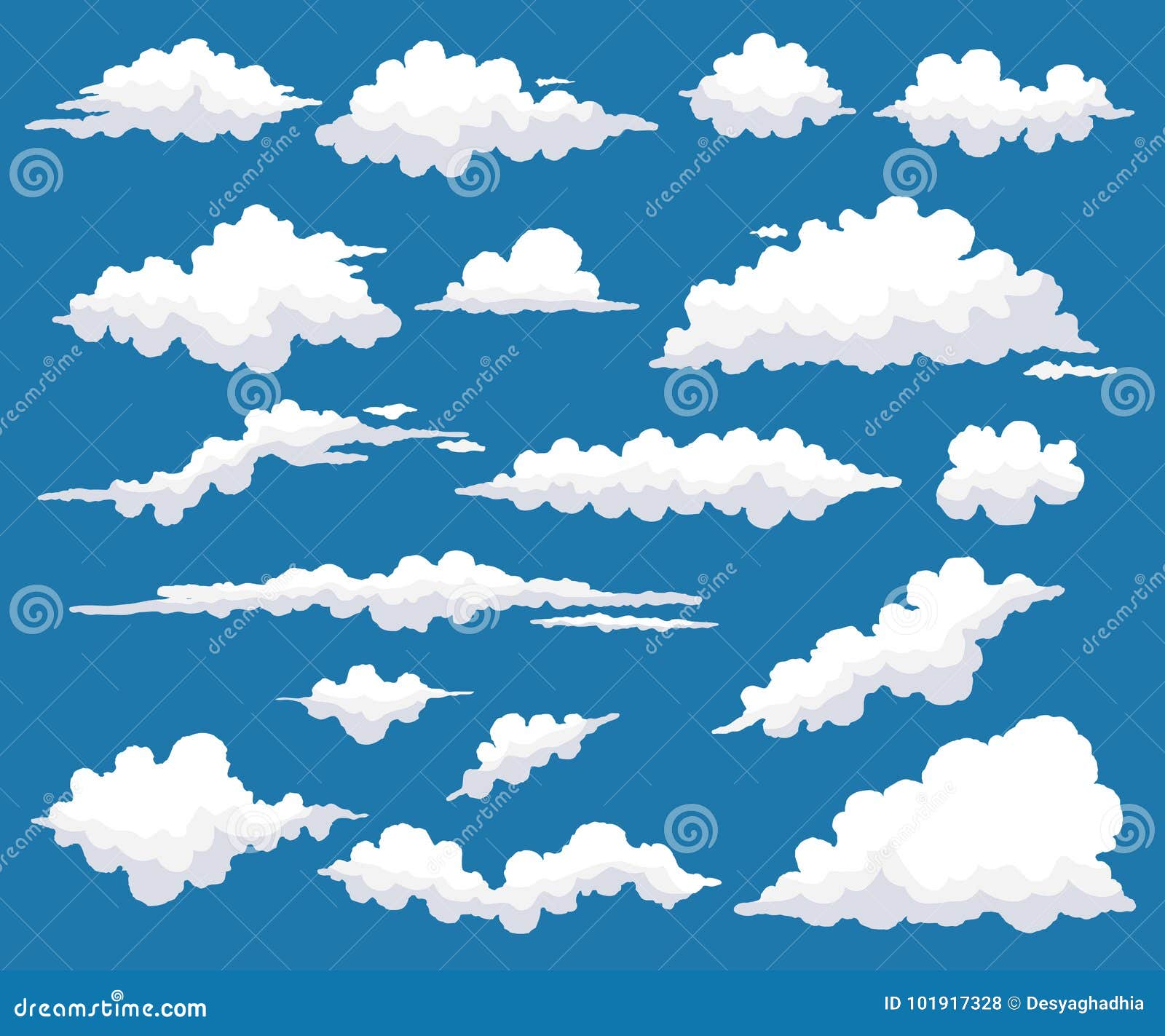 Set of Clouds with Different Shape.Vector Illustration Stock Vector ...