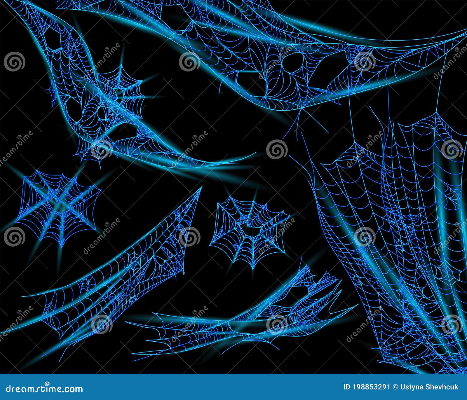 Collection of Cobweb for Catching Insects. Neon Abstract Cobweb ...