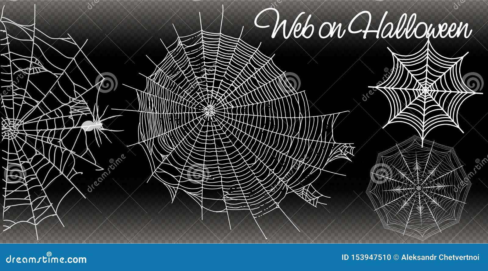 Collection of Cobweb, Isolated on Black, Transparent Background ...