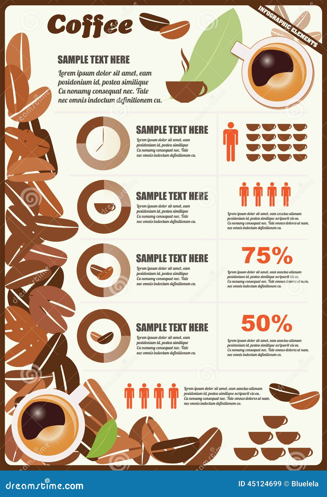 Collection of Coffee Infographics Elements, Vector Stock Vector ...