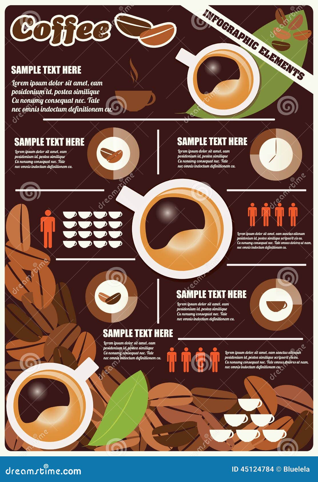 Collection of Coffee Infographics Elements, Vector Stock Vector ...