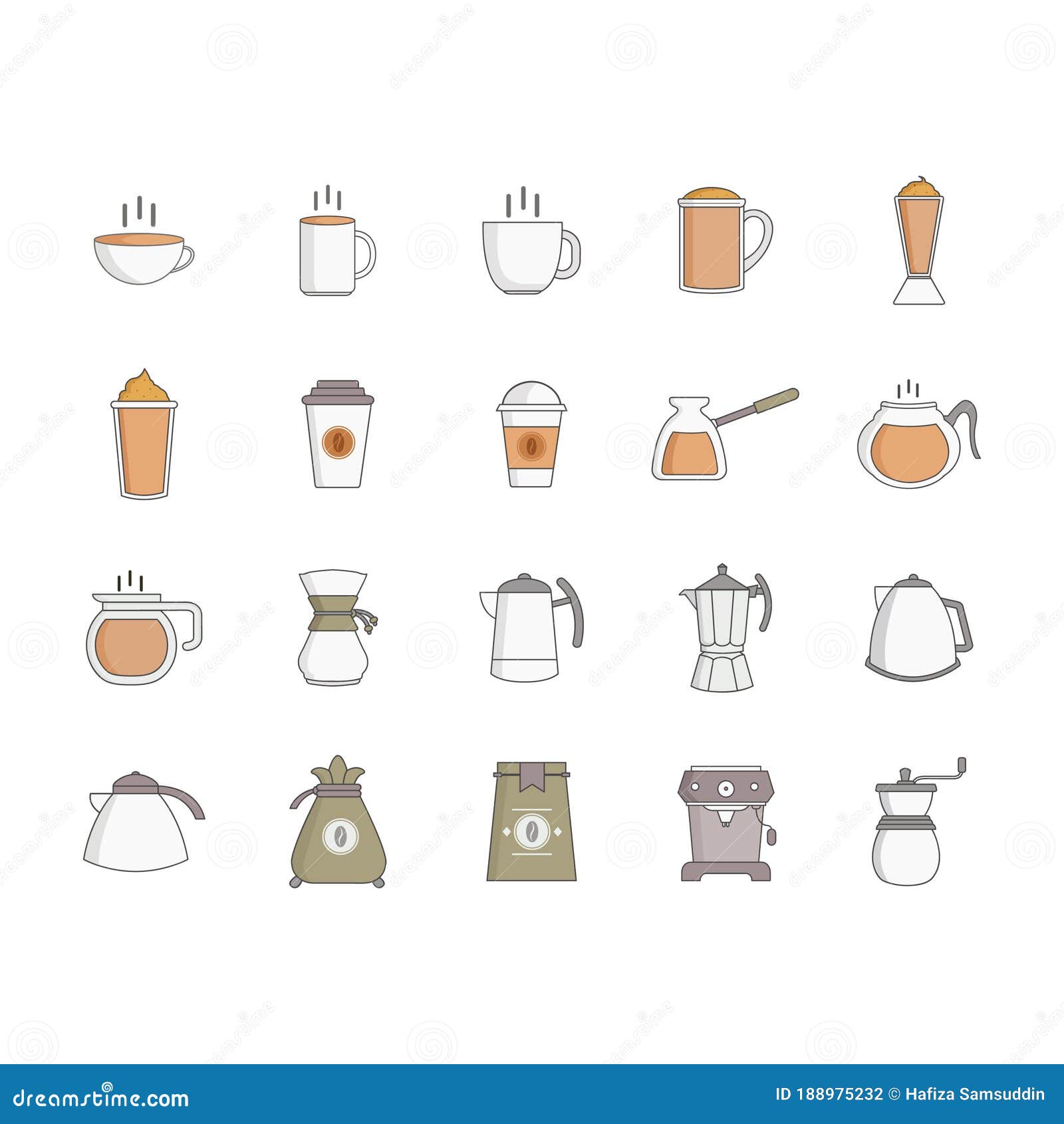 Collection of Coffee Objects. Vector Illustration Decorative Design ...
