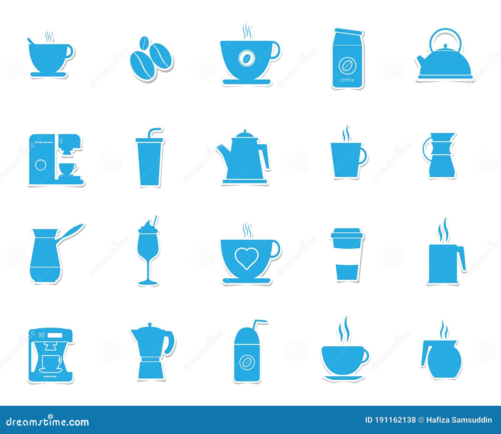 Collection of Coffee Related Objects. Vector Illustration Decorative ...