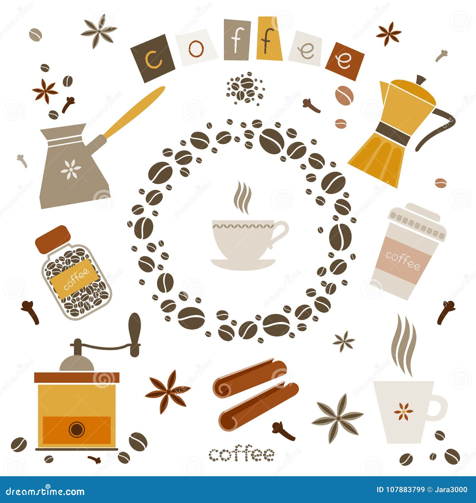 Collection of Coffee Vector Design Elements Stock Vector - Illustration ...
