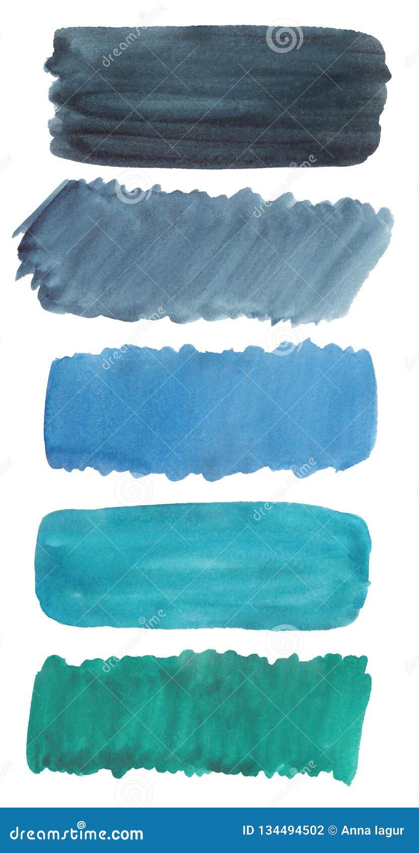 Collection of Cold Colour Watercolor Strokes Stock Illustration ...