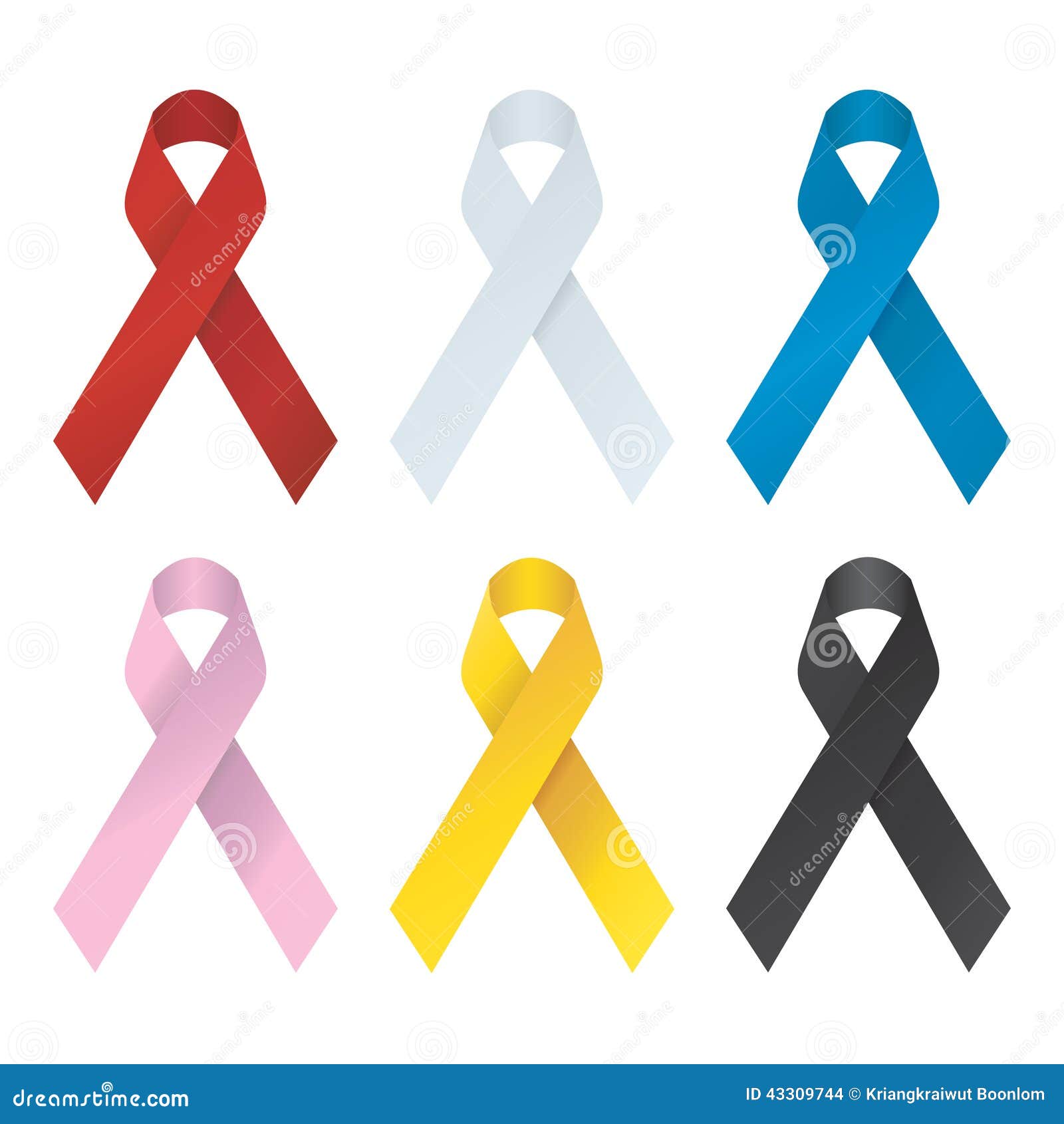 Collection of 6 Color Awareness Ribbons. Stock Vector - Illustration of ...