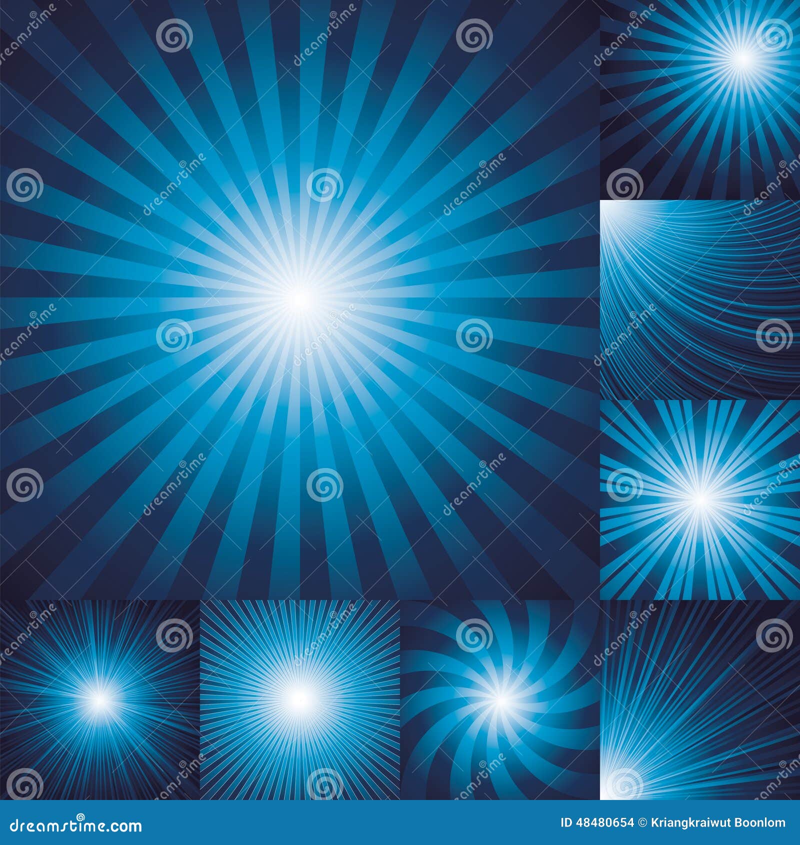 Collection of Color Blue Burst Background. Stock Illustration ...