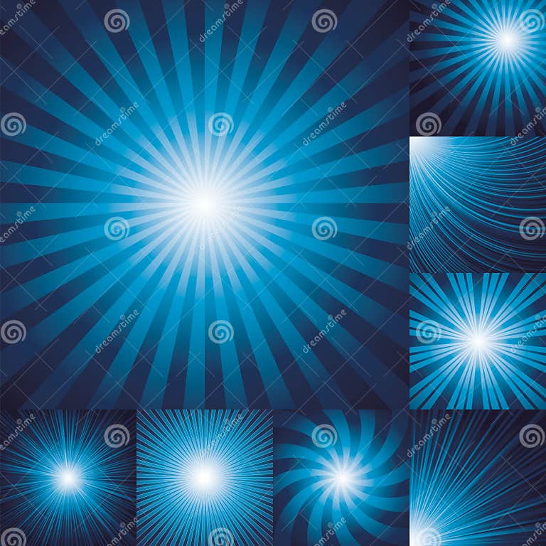Collection of Color Blue Burst Background. Stock Illustration ...