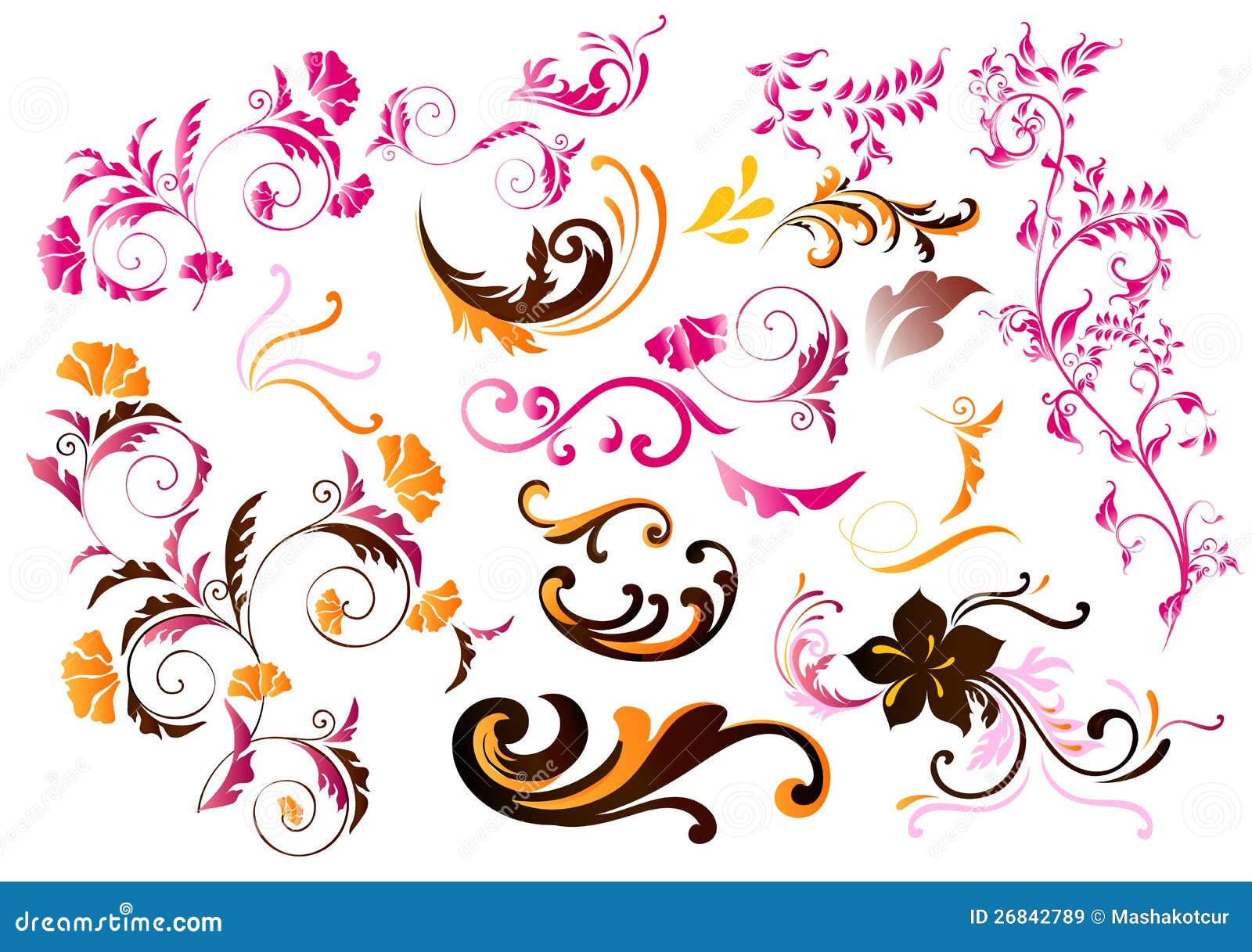 Collection of Color Calligraphic Vector Elements Stock Vector ...