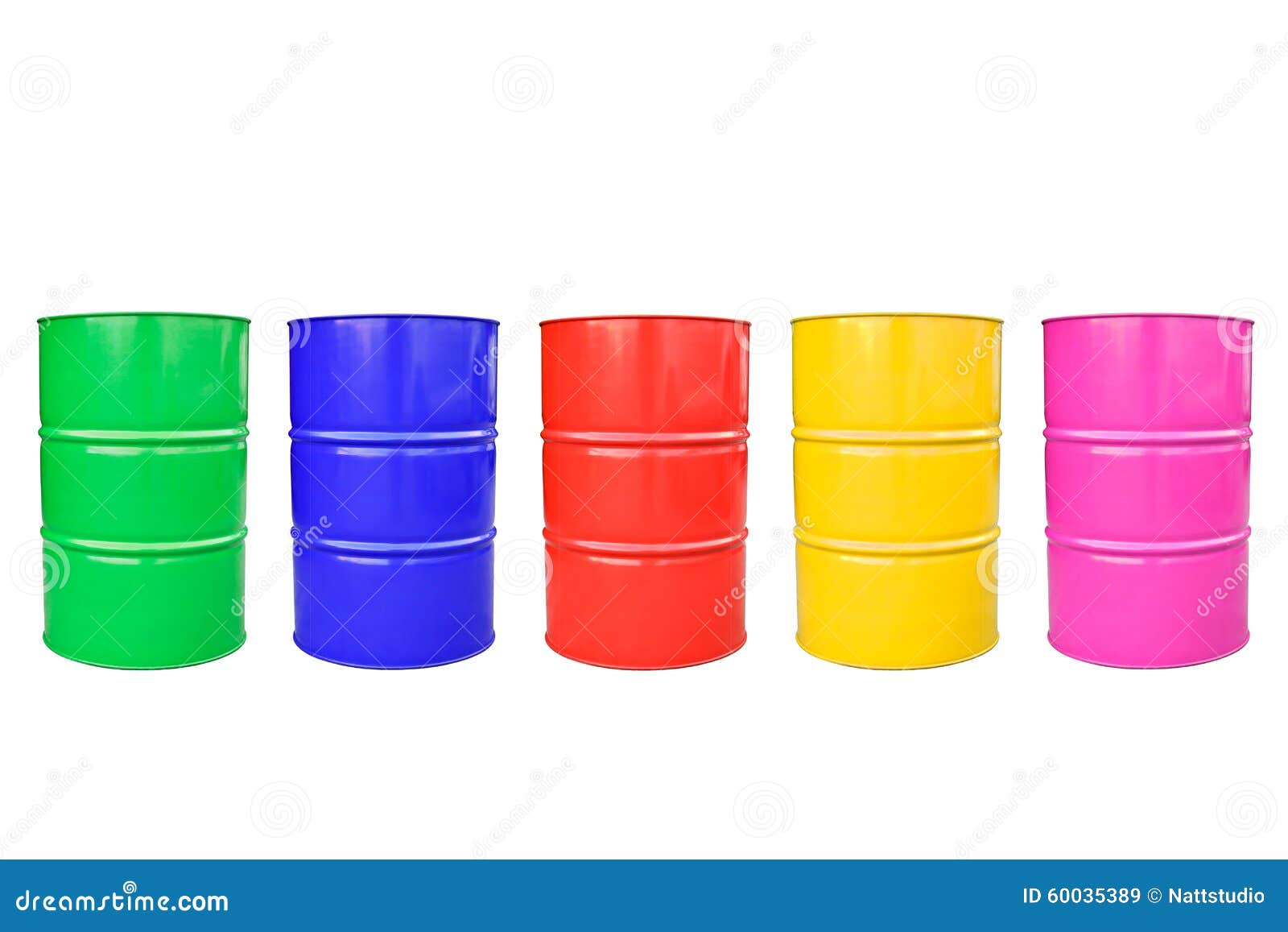 Collection Color of Metal Barrel Isolaled on White. Stock Image - Image ...