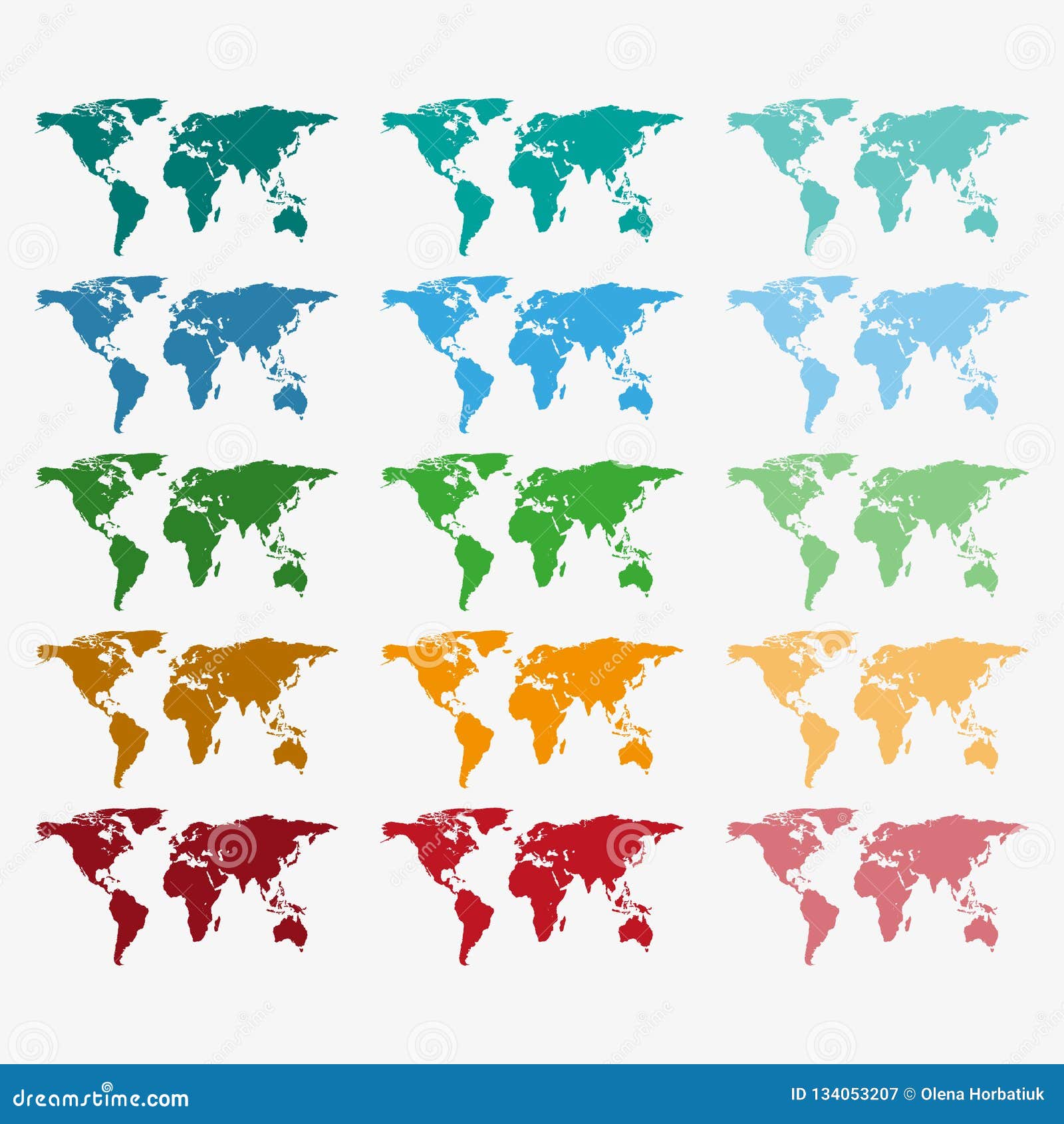 Collection of Color World Maps with Different Textures. Set World Map ...