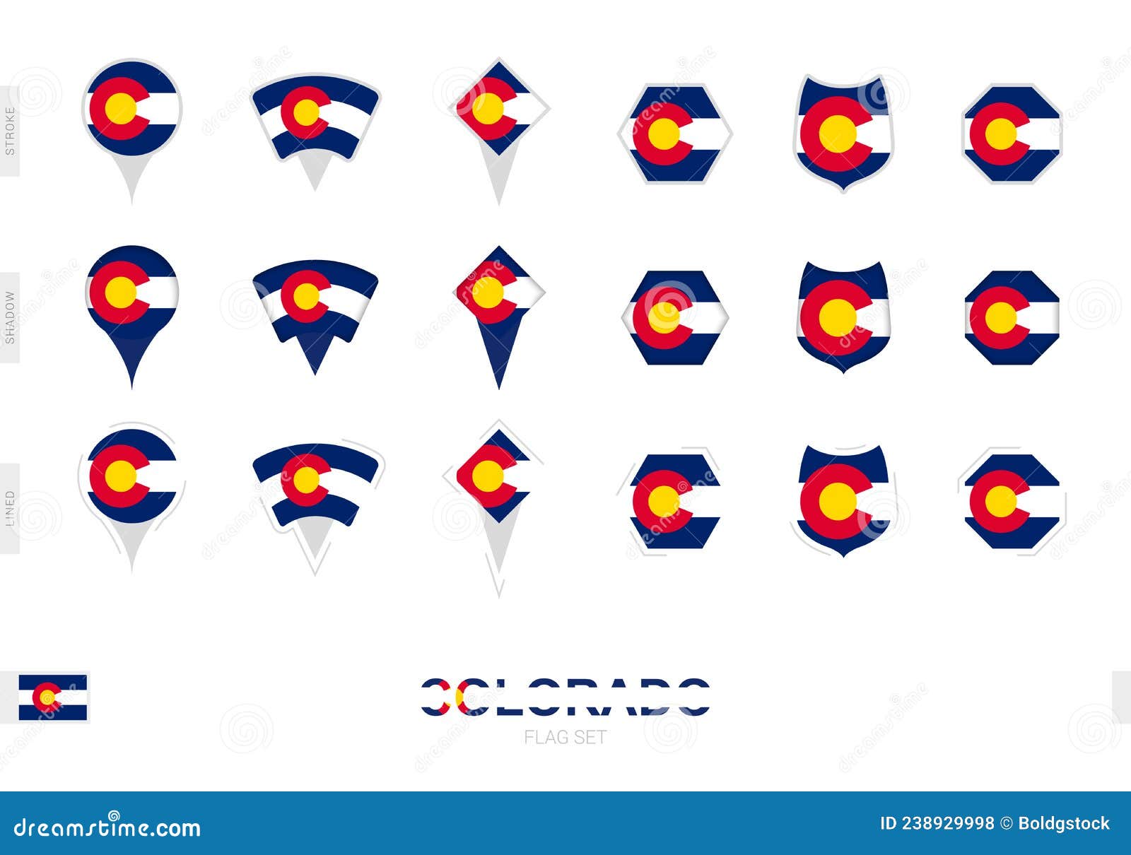 Collection of the Colorado Flag in Different Shapes and with Three ...