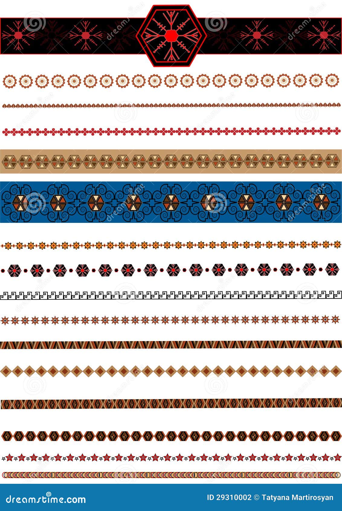 Collection of Colored Border and Brushes for Design. Stock Vector ...