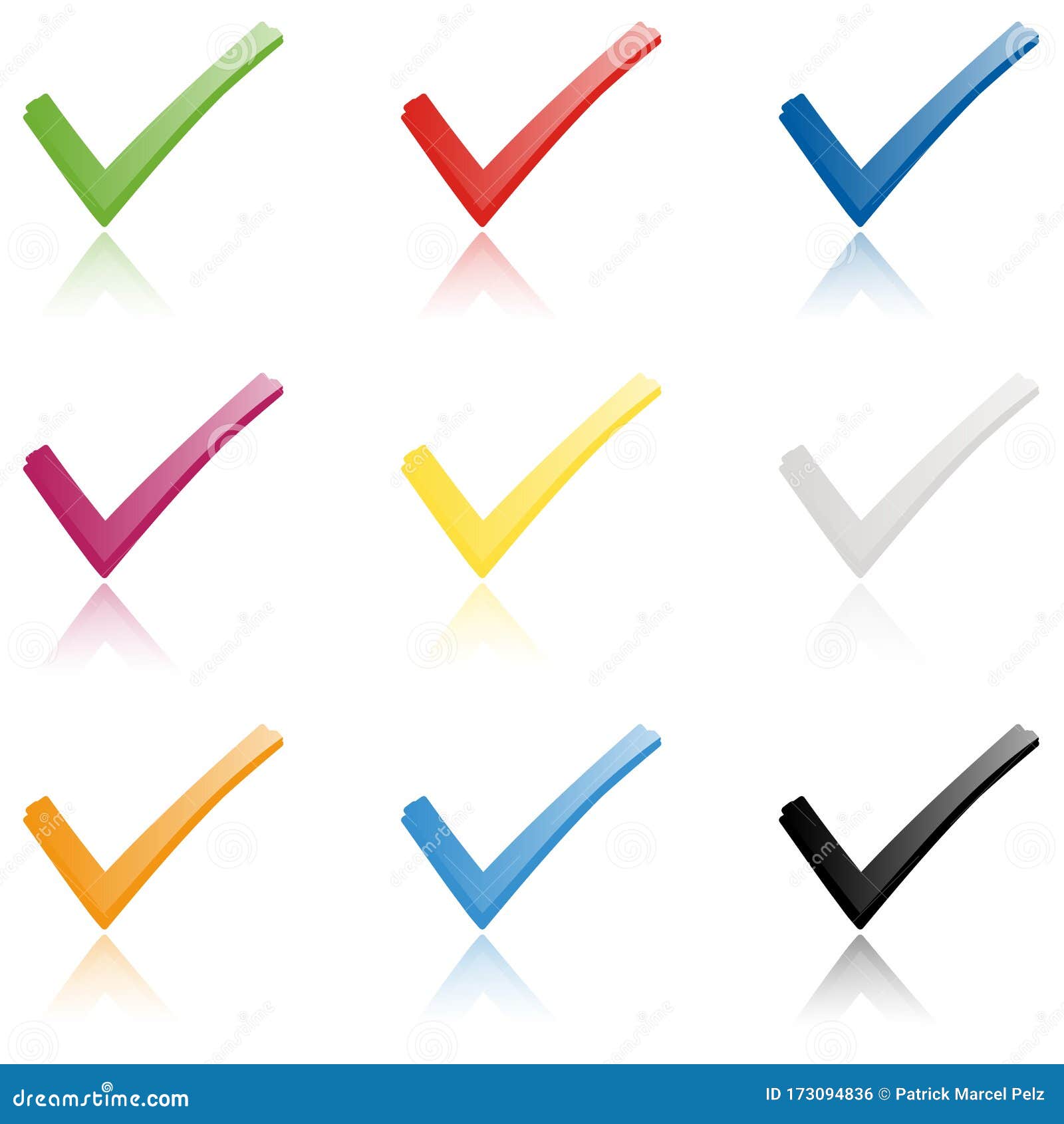 Collection Colored Check Marks Stock Vector - Illustration of survey ...