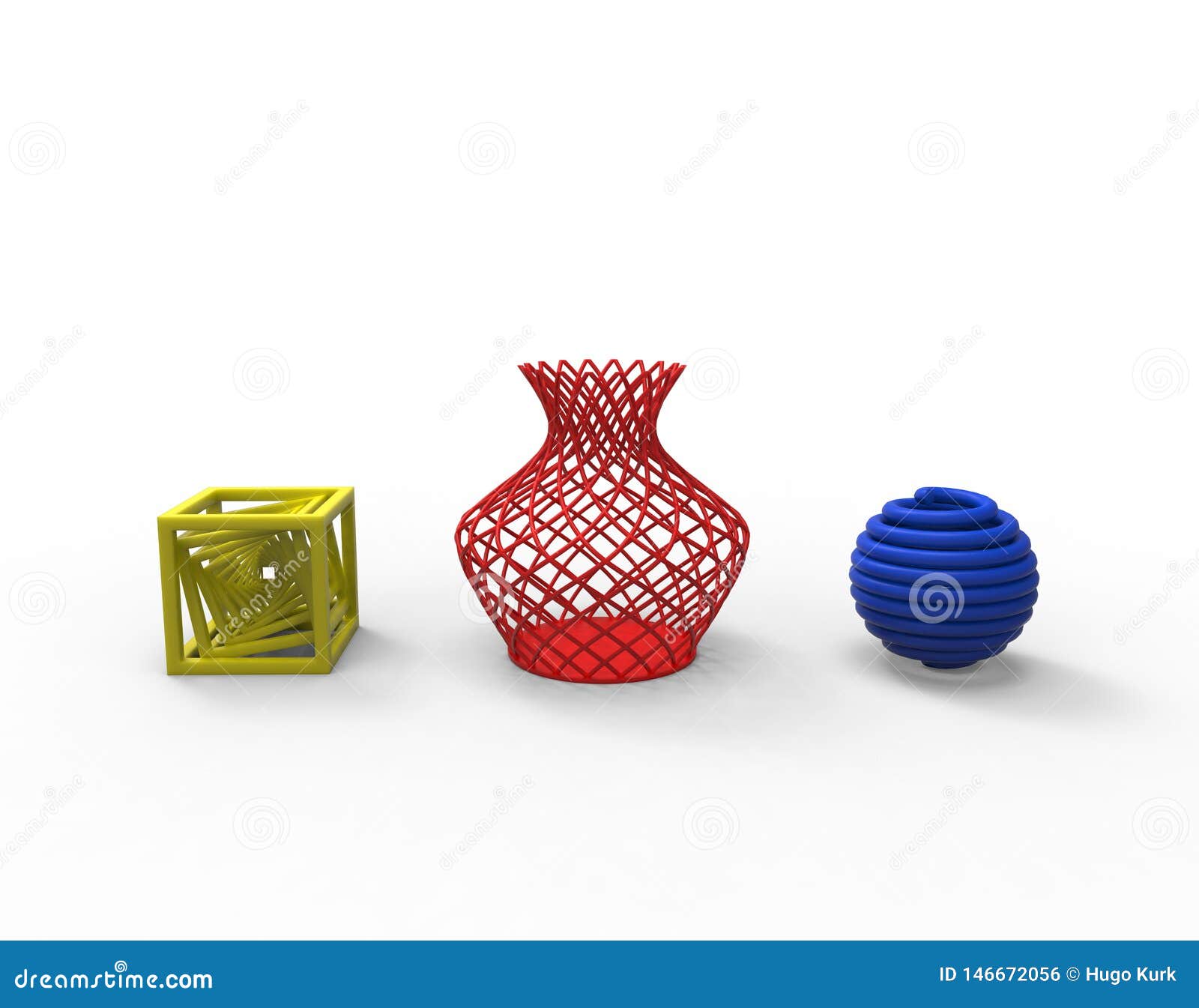 Collection of Colored Complex Typical 3D Print Products Stock ...