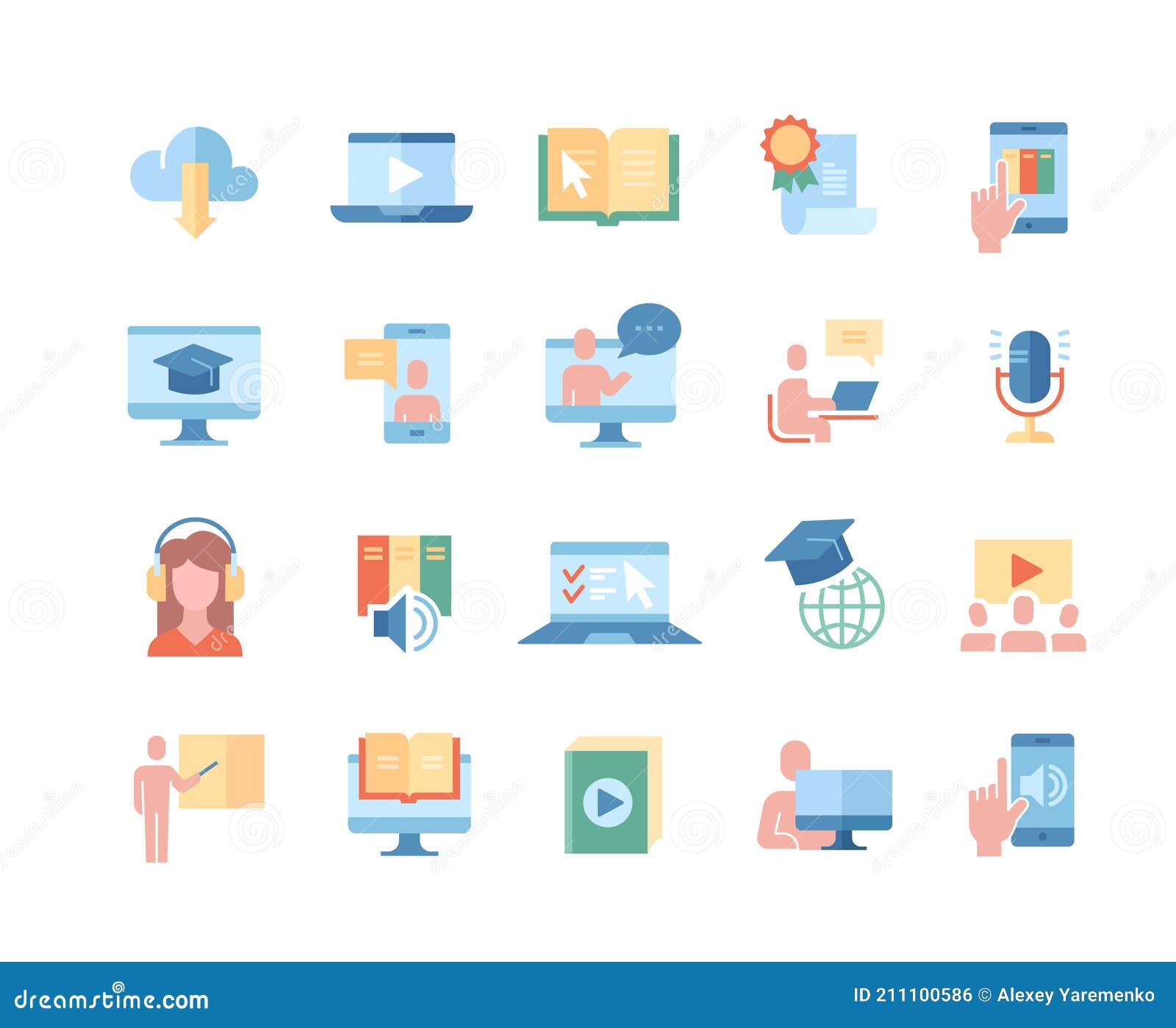 Collection of Colored E-learning Related Icons Stock Vector ...
