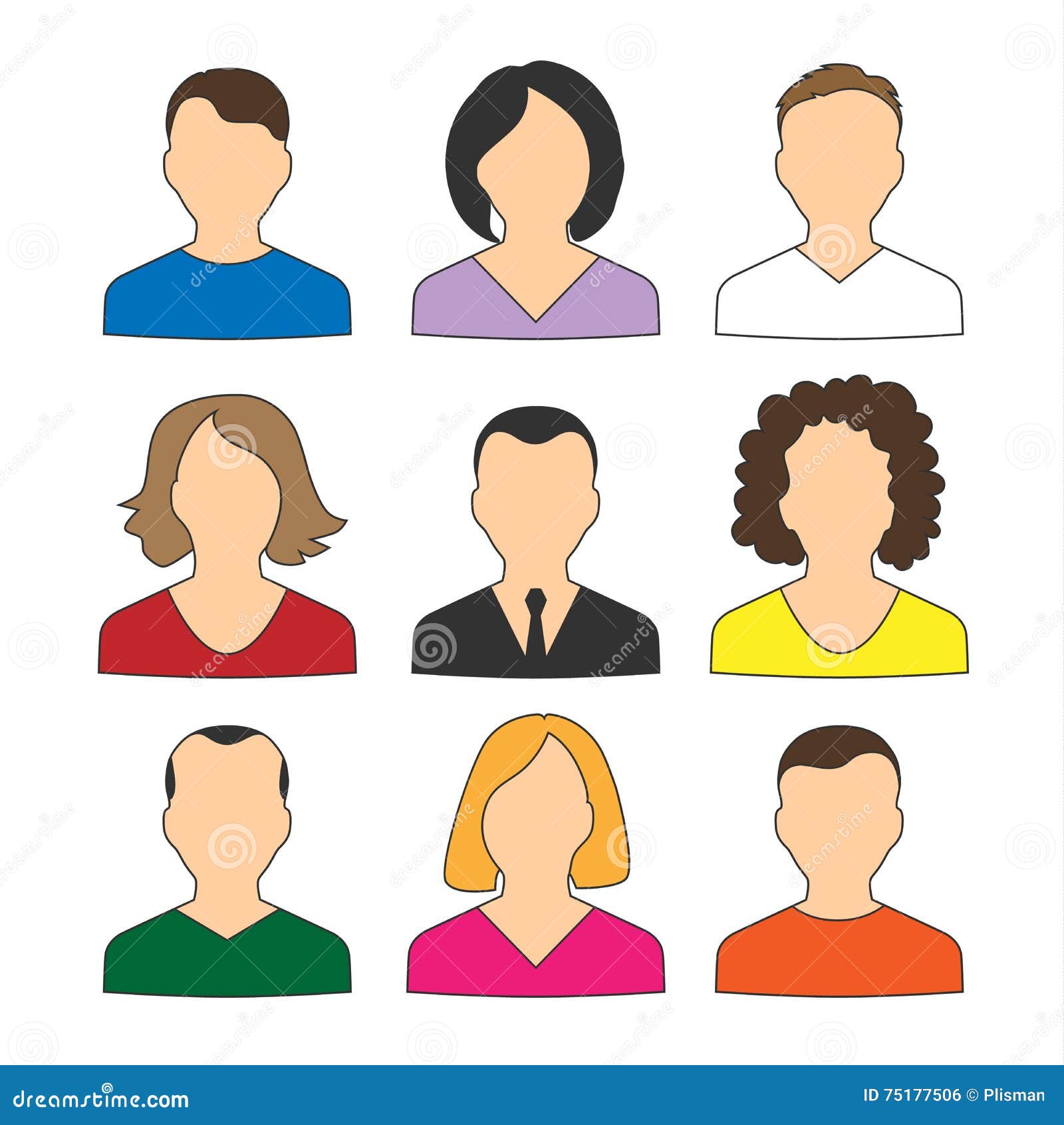 Collection of Colored Icons Avatars People for Web Stock Vector ...