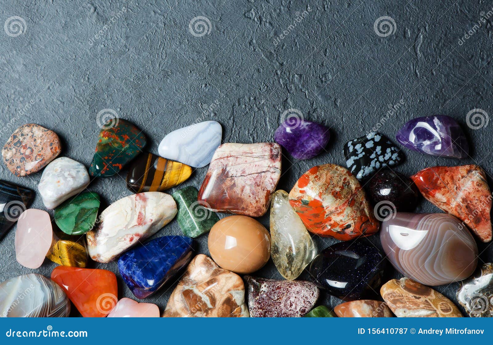 Collection of Colored Minerals. the Texture of the Stone. Copy Space ...