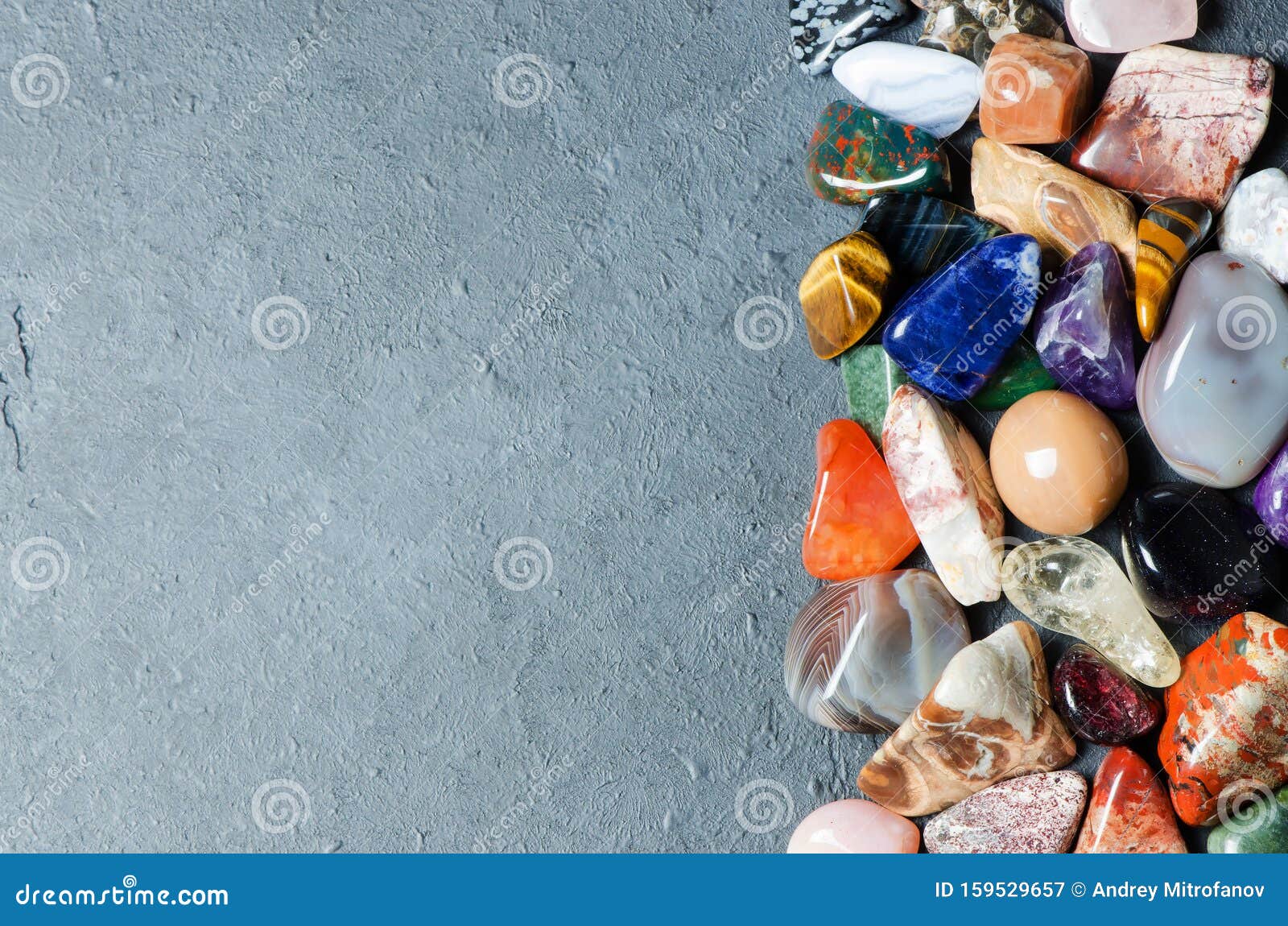 Collection of Colored Minerals. the Texture of the Stone. Copy Space ...