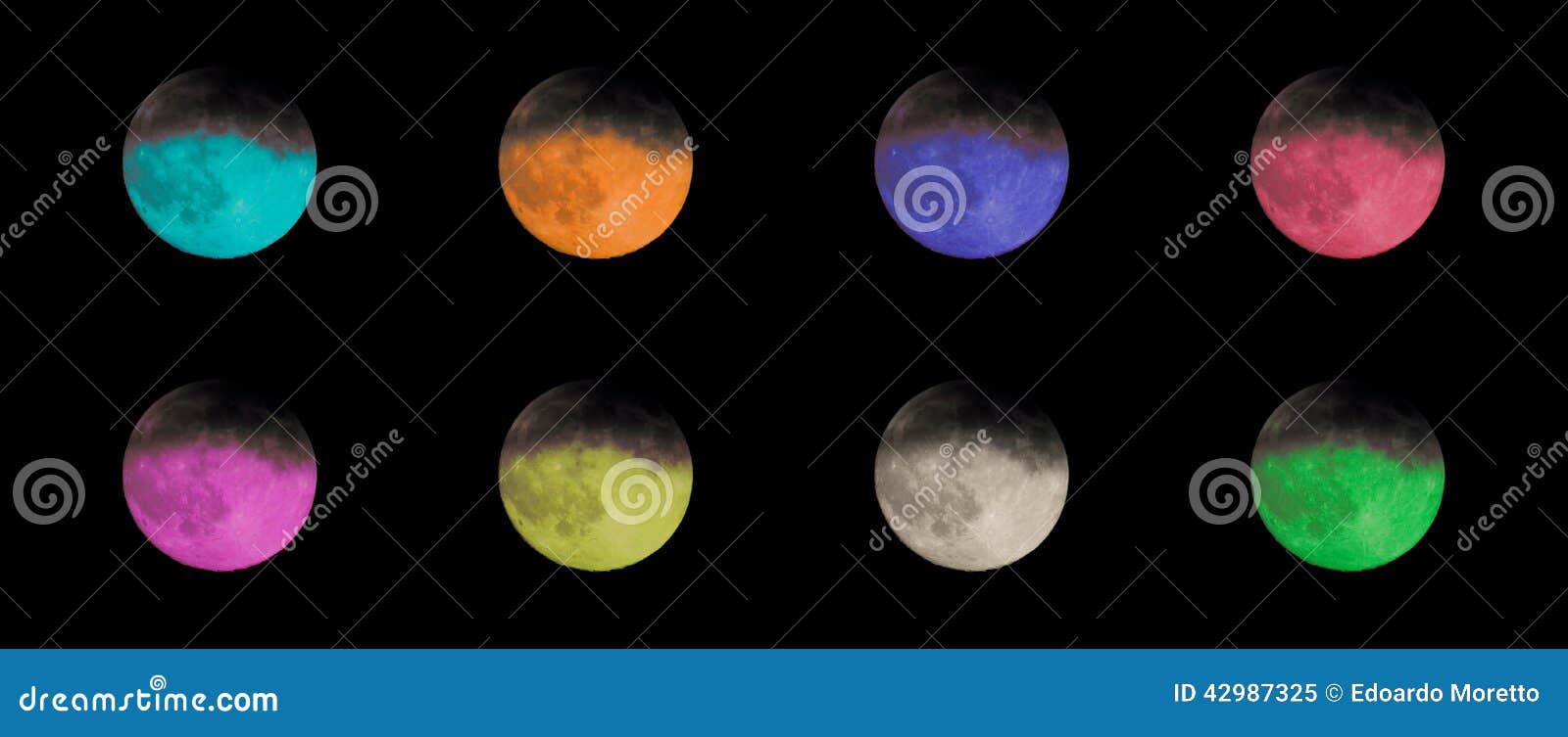 Collection Of Colored Moons Stock Image - Image: 42987325