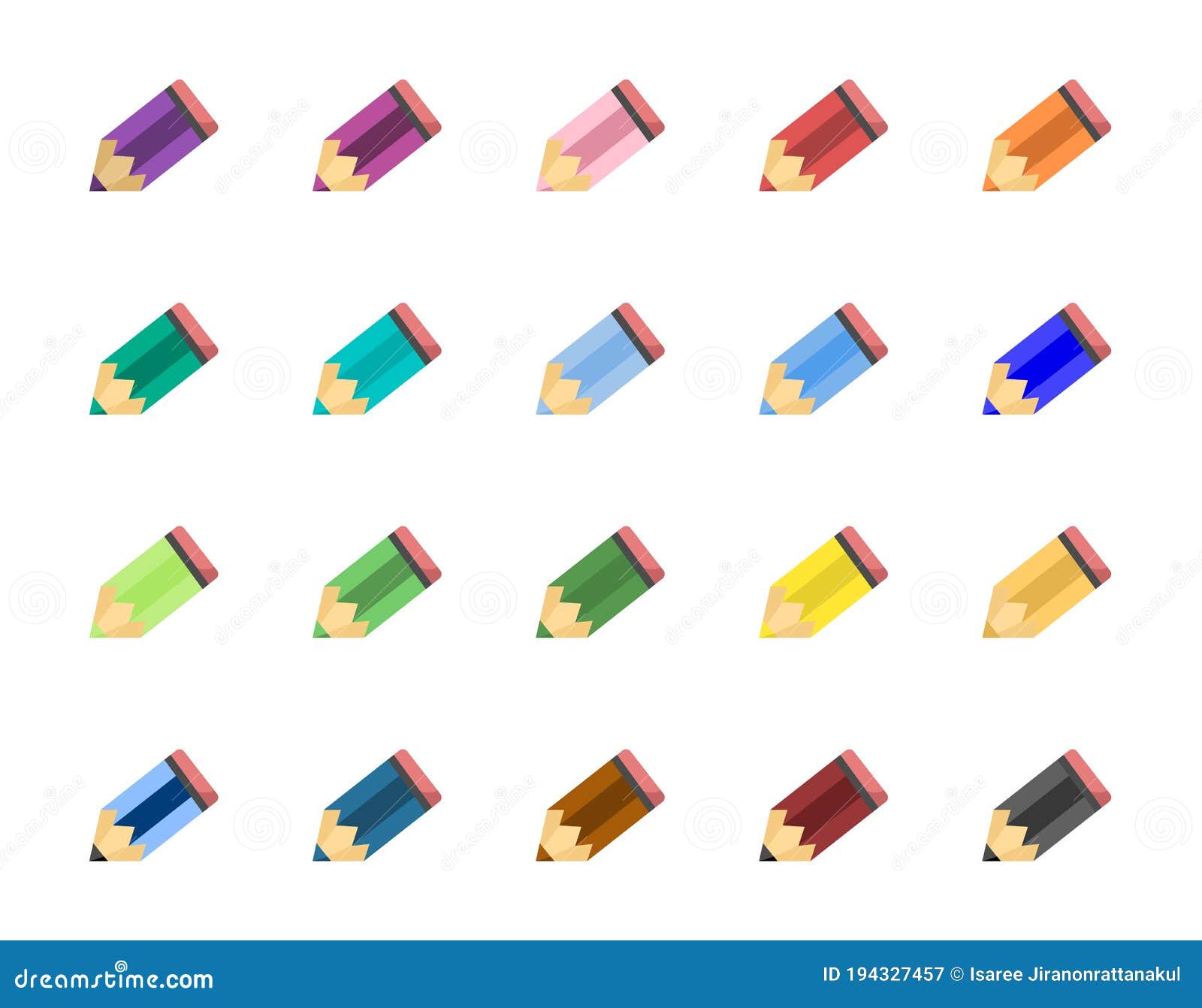 Collection of Colored Pencils,Flat Style. Vector Illustration Isolated ...