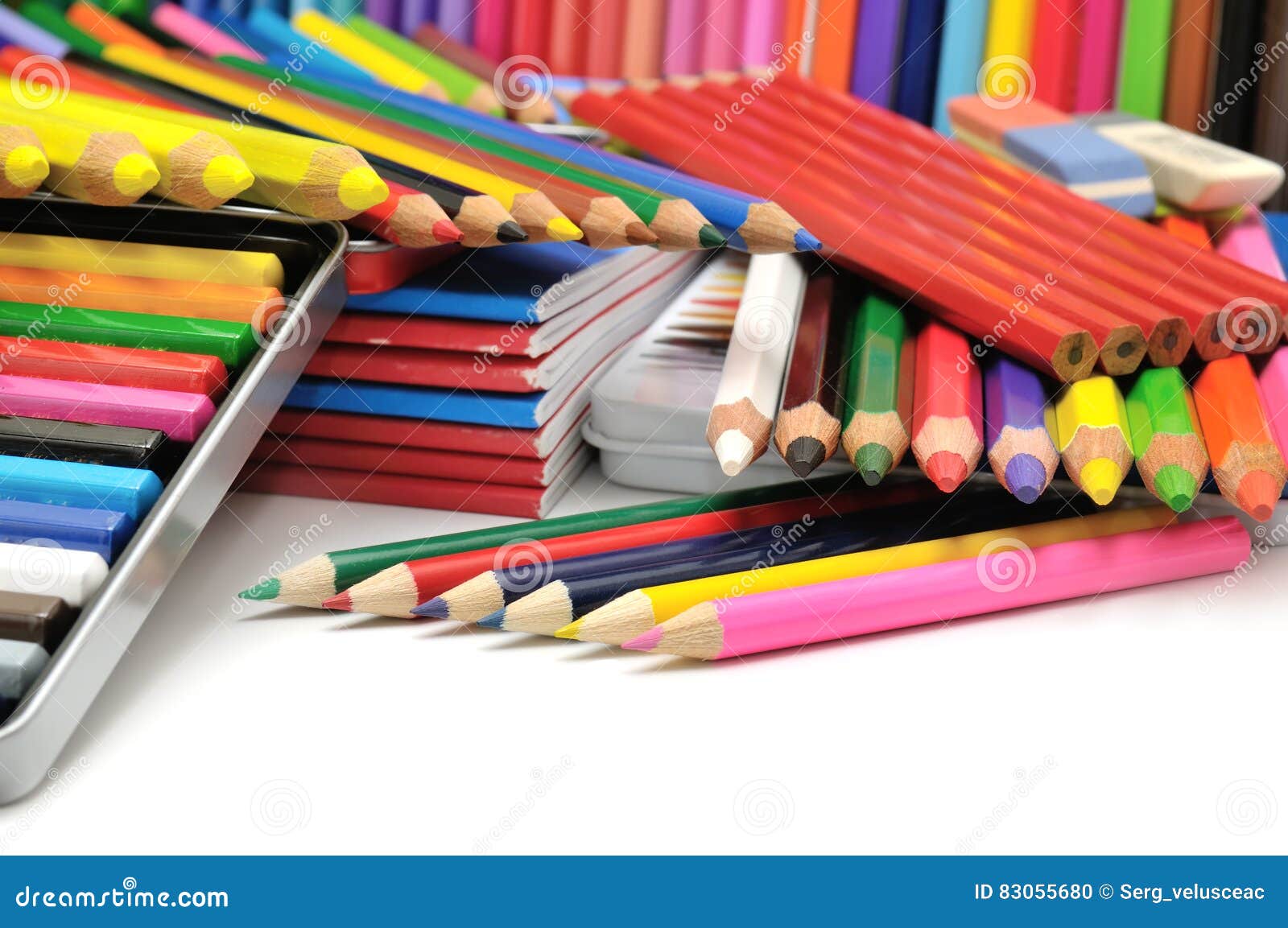 Collection colored pencils stock photo. Image of blue - 83055680