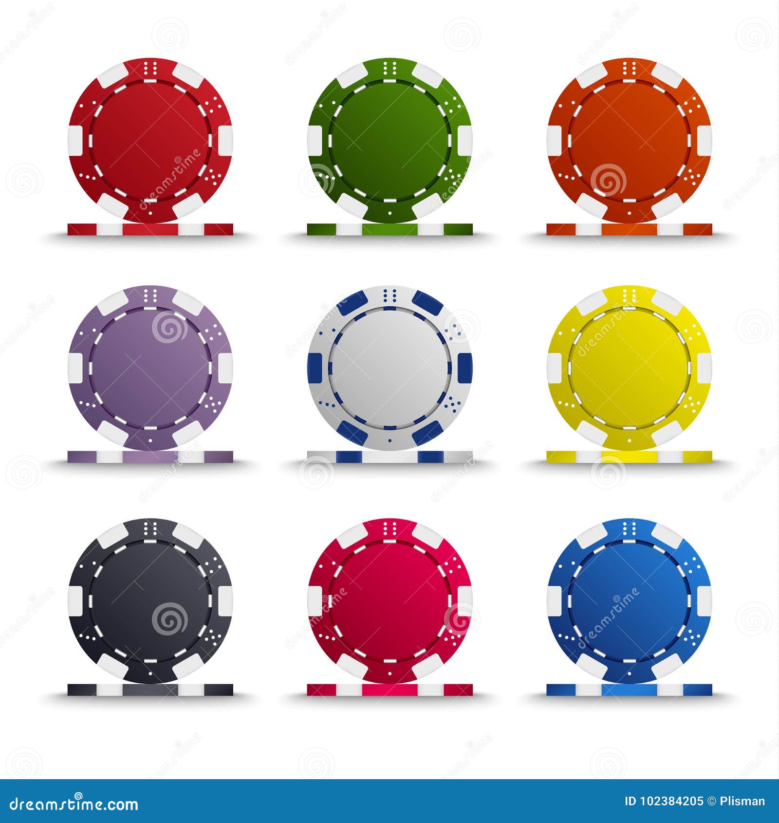Collection of Colored Poker Chips Template Stock Vector - Illustration ...