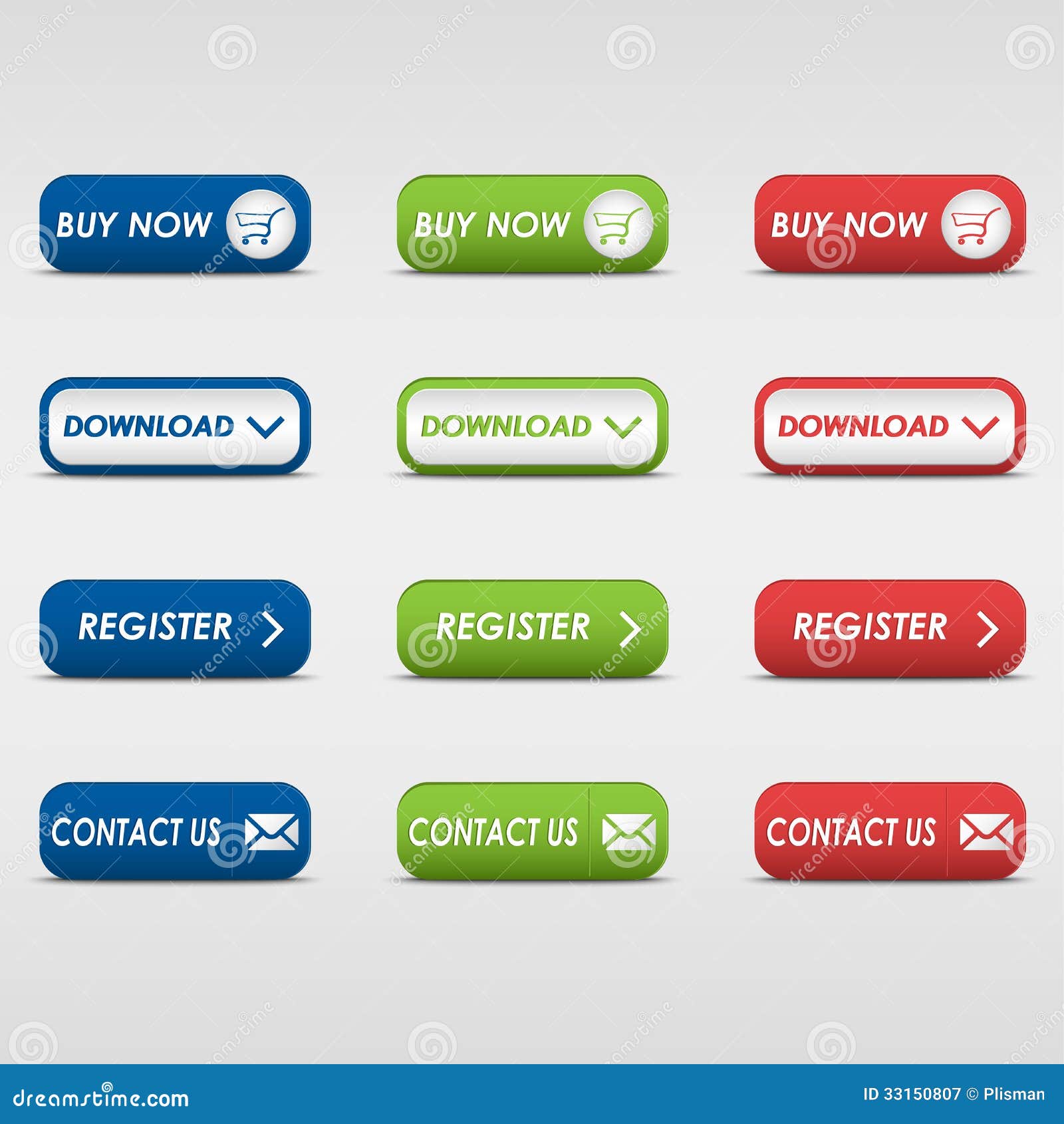 Collection of Colored Rectangular Buttons Stock Illustration ...