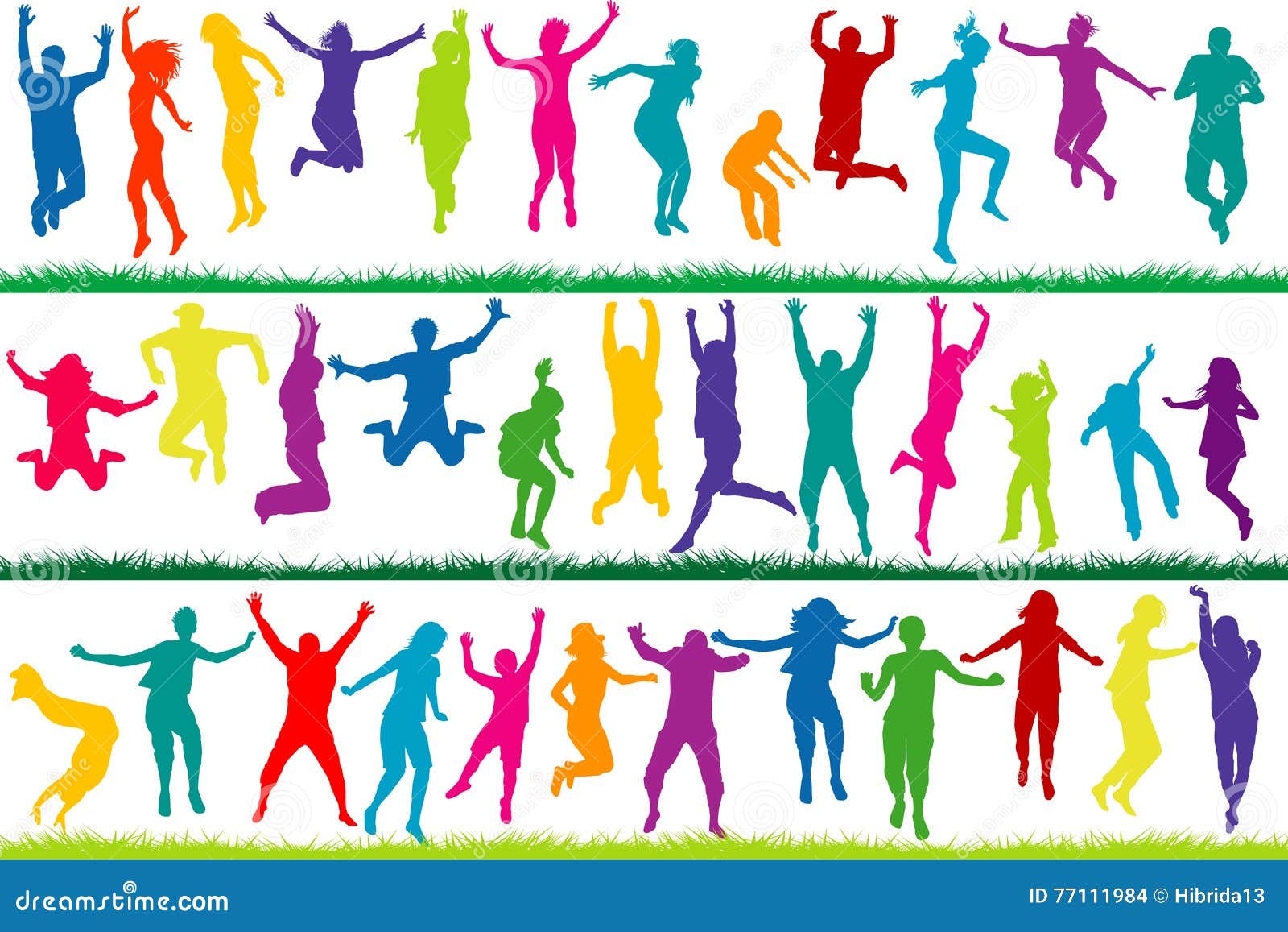 Collection of Colored Silhouettes Jumping Stock Vector - Illustration ...