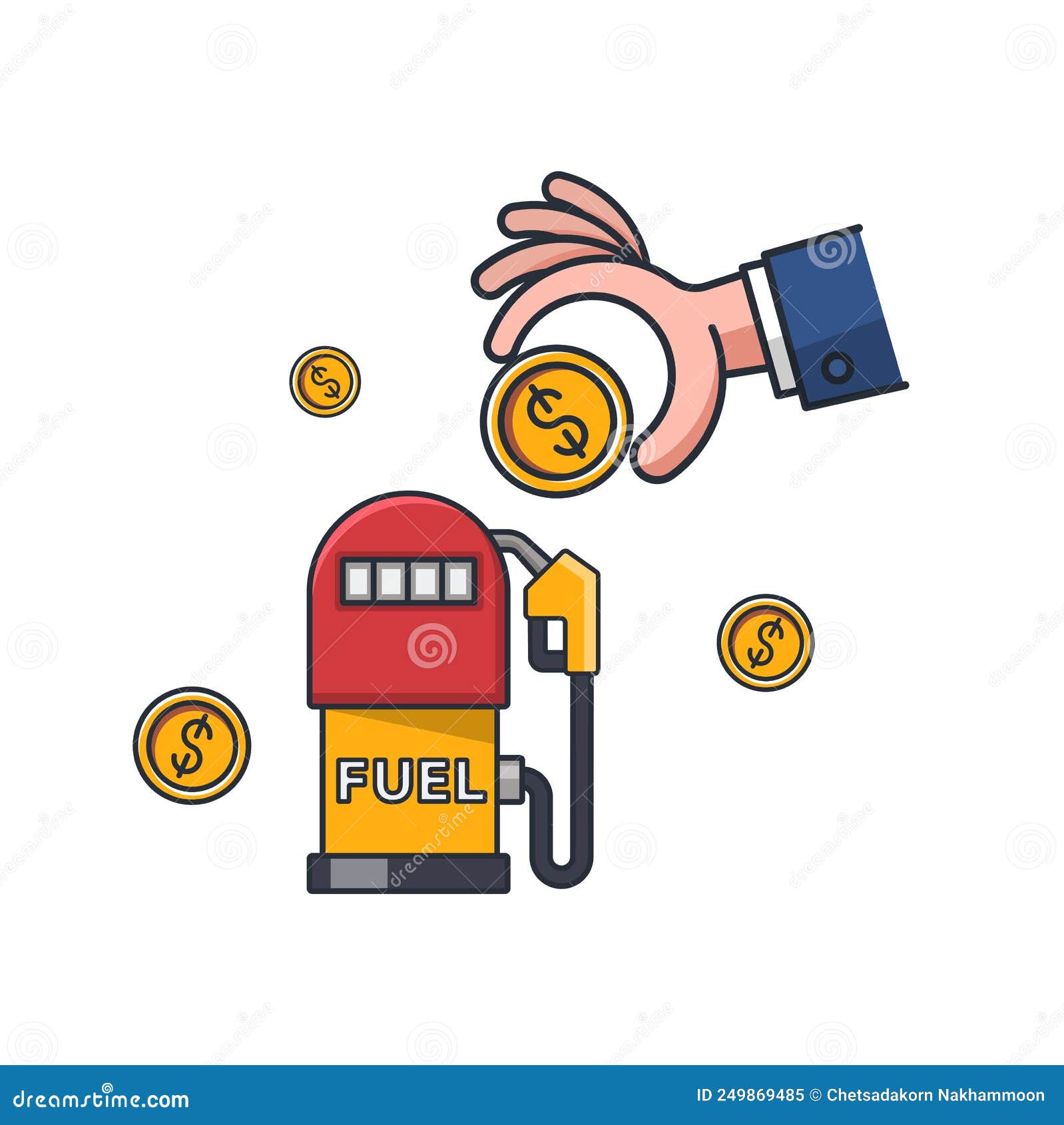 Collection Colored Thin Icon of Gas Station and Money Coin Hand Stock ... Collection Colored Thin Icon of Gas Station and Money Coin Hand Stock ...