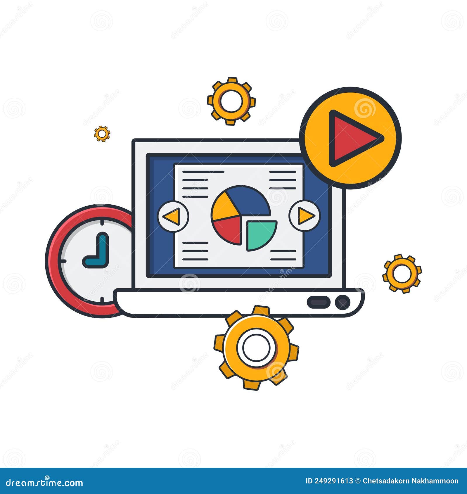 Collection Colored Thin Icon of Presentation Slides Stock Vector ...