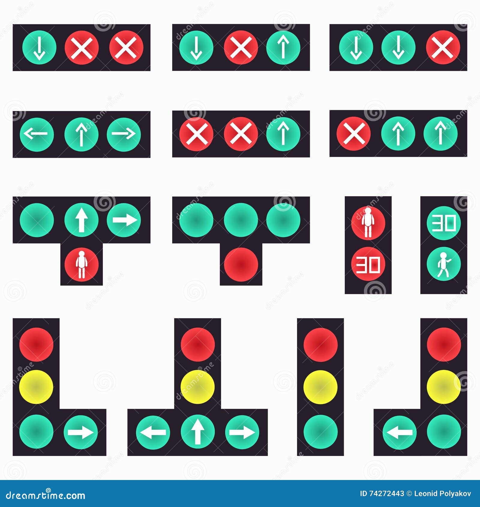Collection of Colored Traffic Lights Abstract Symbols Stock Vector ...