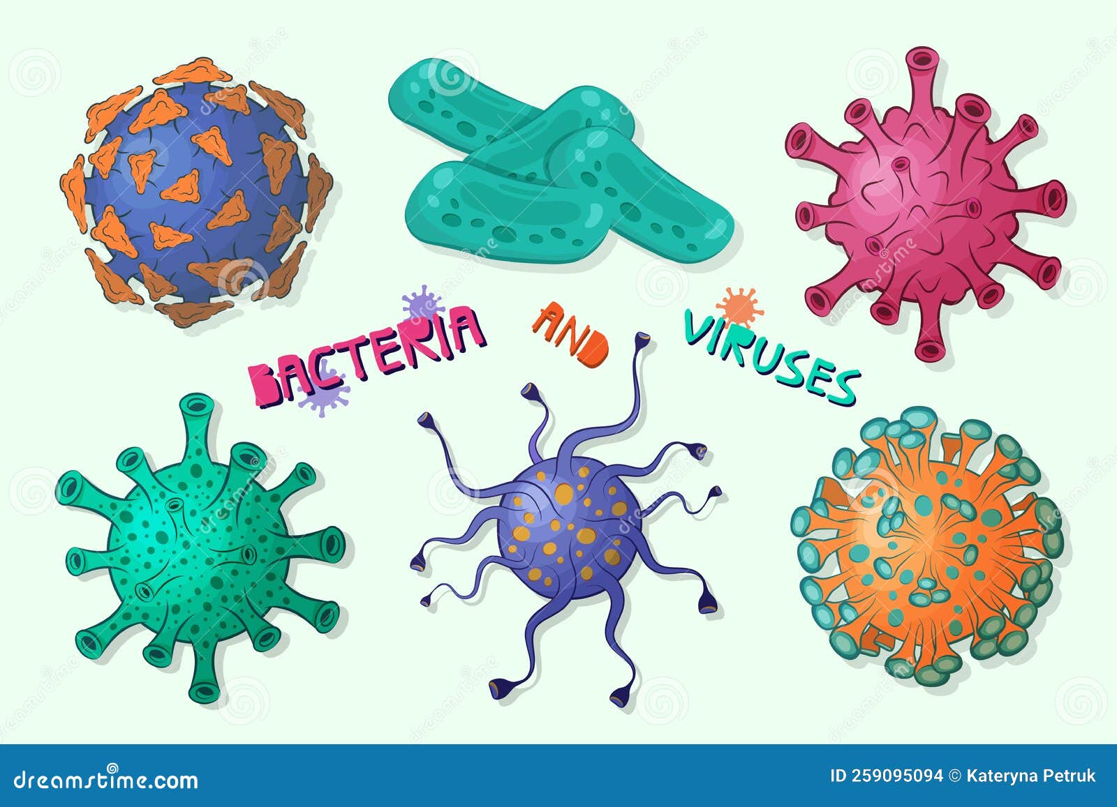 Collection of Colored Viruses and Bacteria Stock Vector - Illustration ...