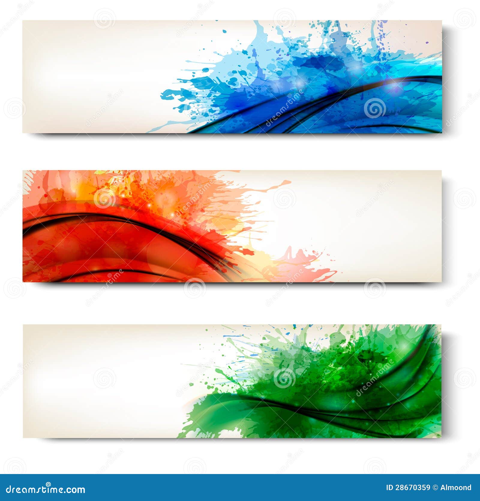 Collection of Colorful Abstract Watercolor Banners Stock Vector ...