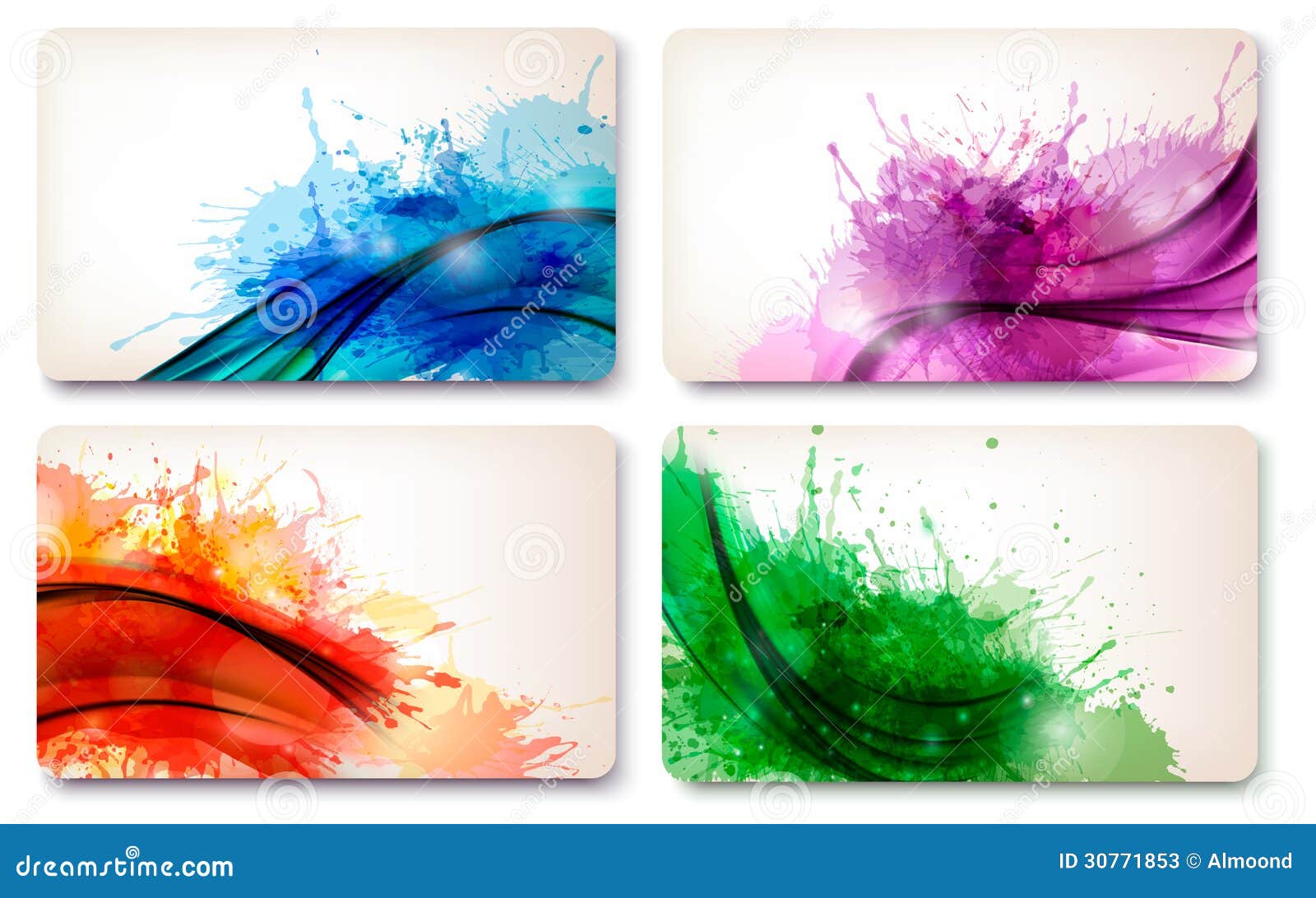 Collection of Colorful Abstract Watercolor Cards. Stock Vector ...