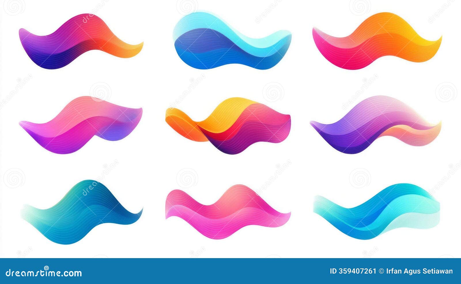 Collection of Colorful Abstract Wave Backgrounds Stock Illustration ...