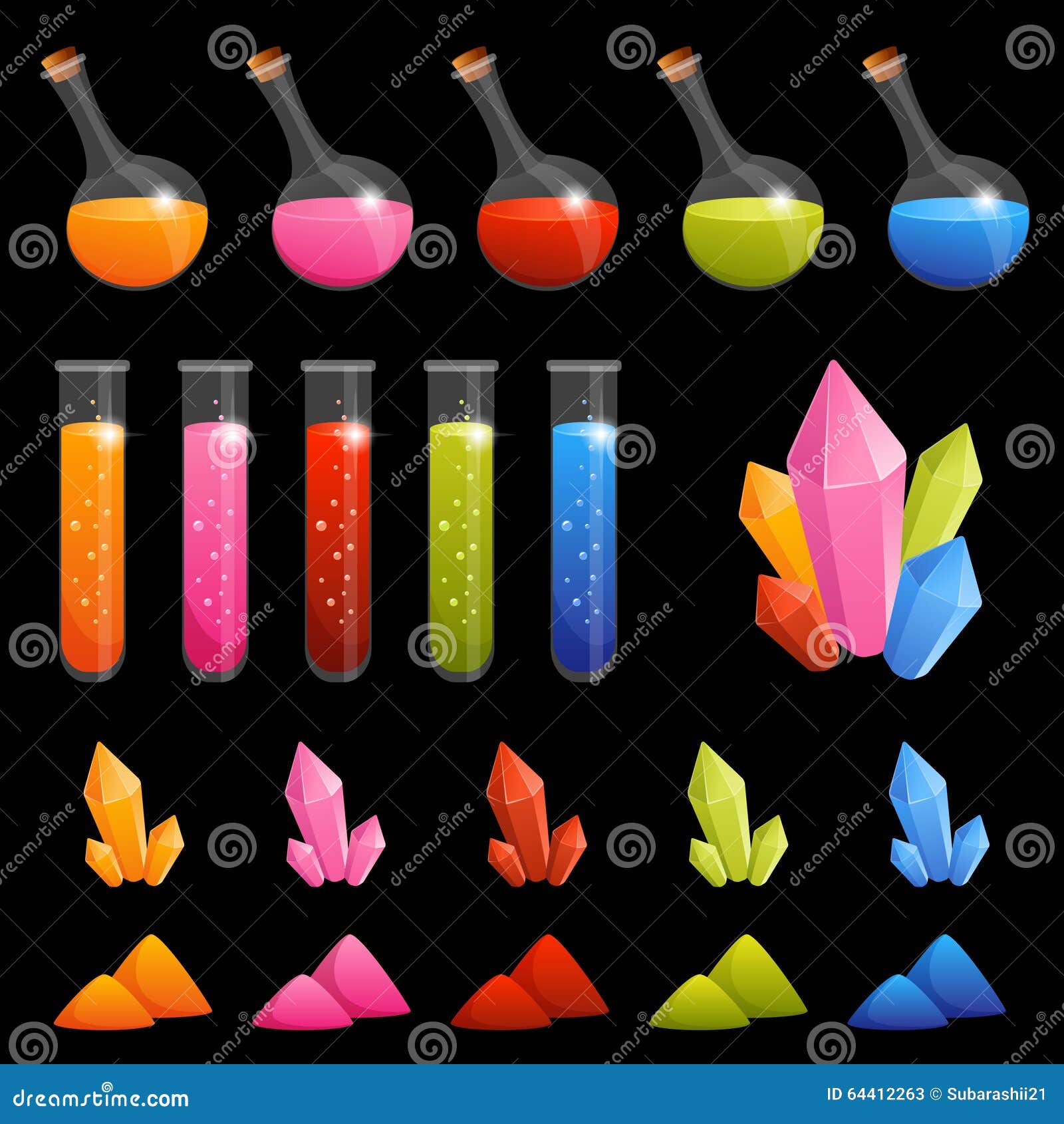 Collection of Colorful Alchemy Elements for Kids Stock Vector ...
