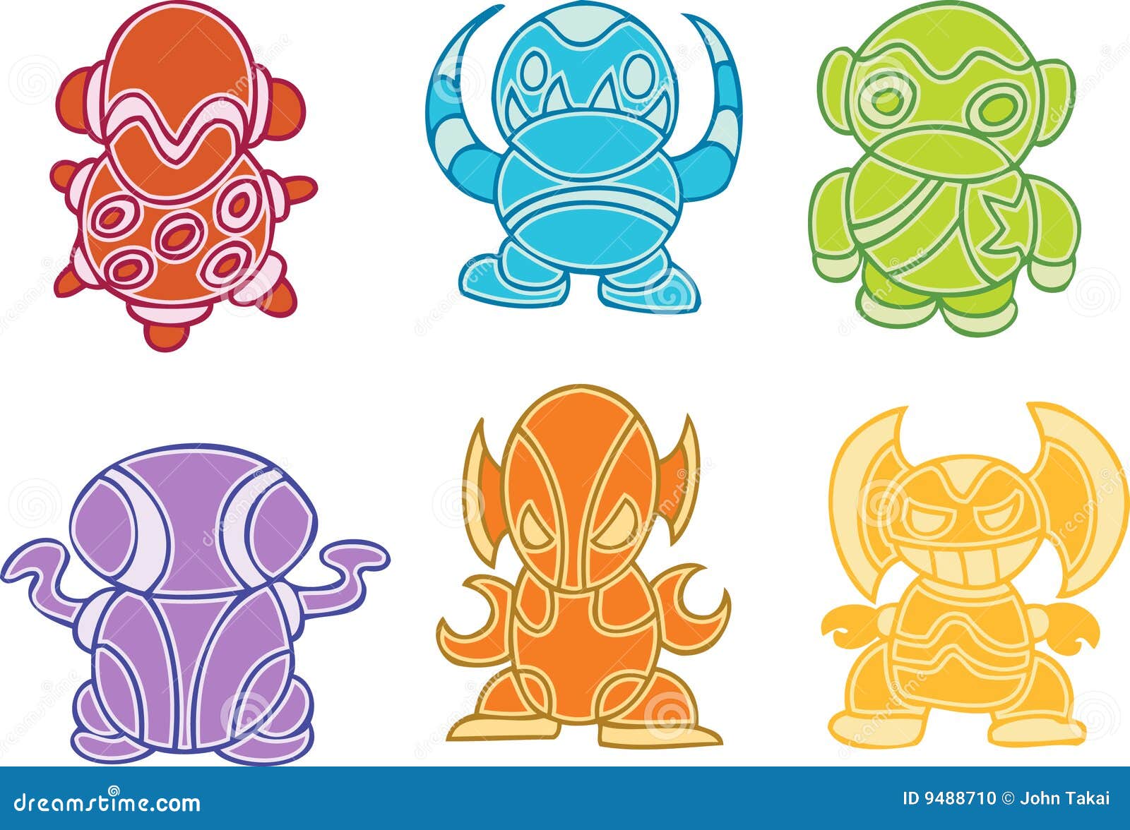 Collection of Colorful Aliens Stock Vector - Illustration of monsters ...