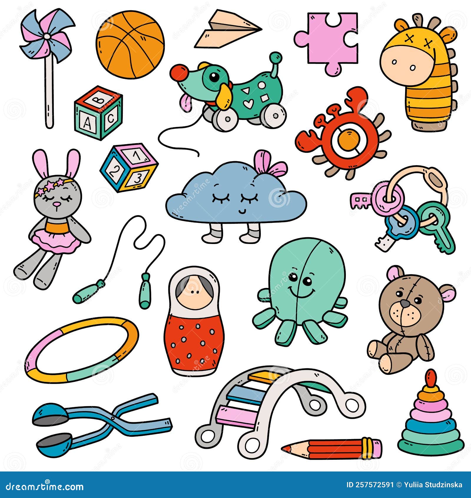 Collection of Colorful Baby Doodles for Playing Stock Vector ...