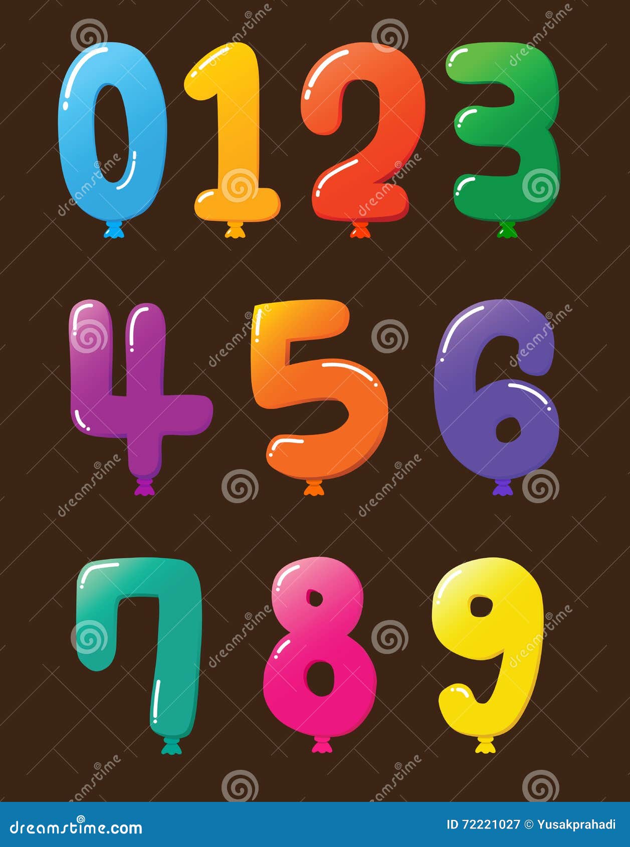 Collection of Colorful Baloon Shaped Numbers Stock Vector ...