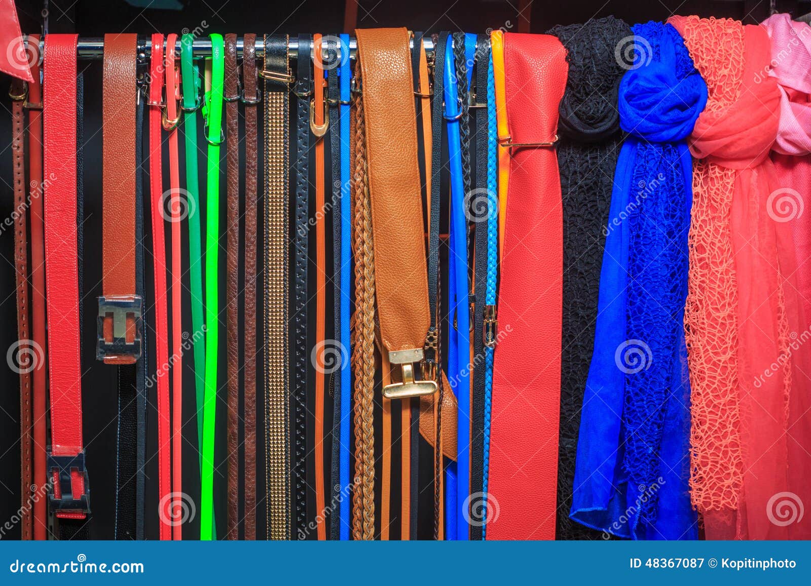 Collection of Colorful Belts on Rack Stock Image - Image of classic ...