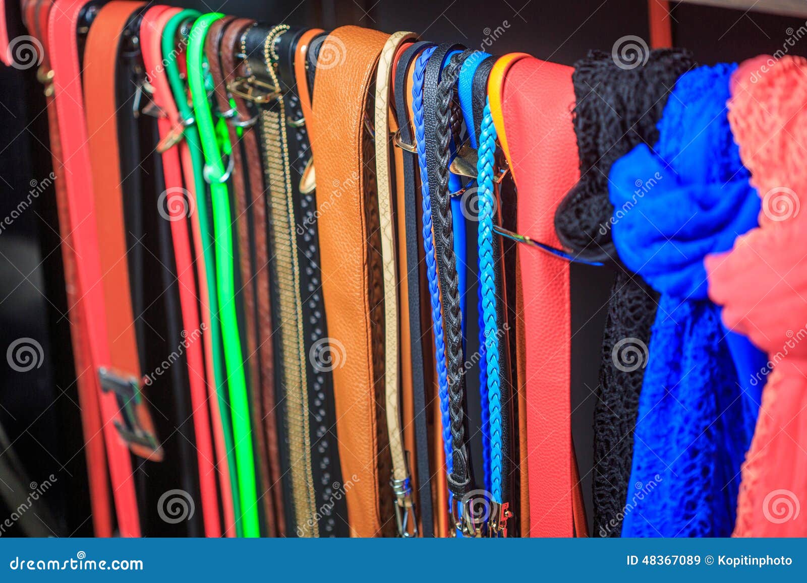 Collection of Colorful Belts on Rack Stock Image - Image of apparel ...